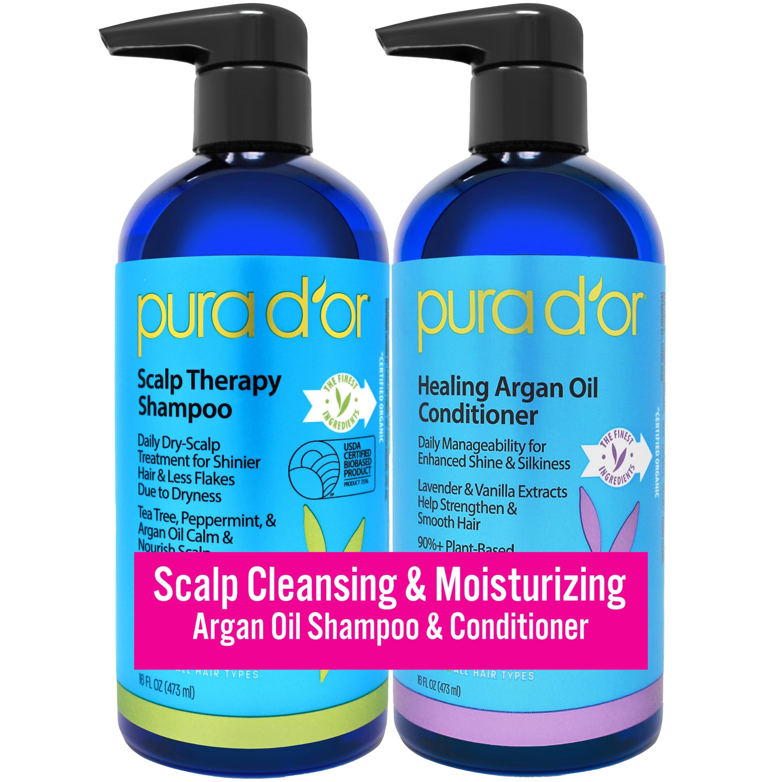 PURA D'OR Scalp Therapy OLF24 Shampoo & Conditioner Set x 2) Dry, Itchy ...