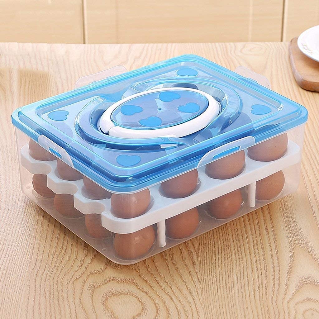 PURAM Plastic Portable Refrigerator 32 Egg Tray Box with Lid Egg Tray ...