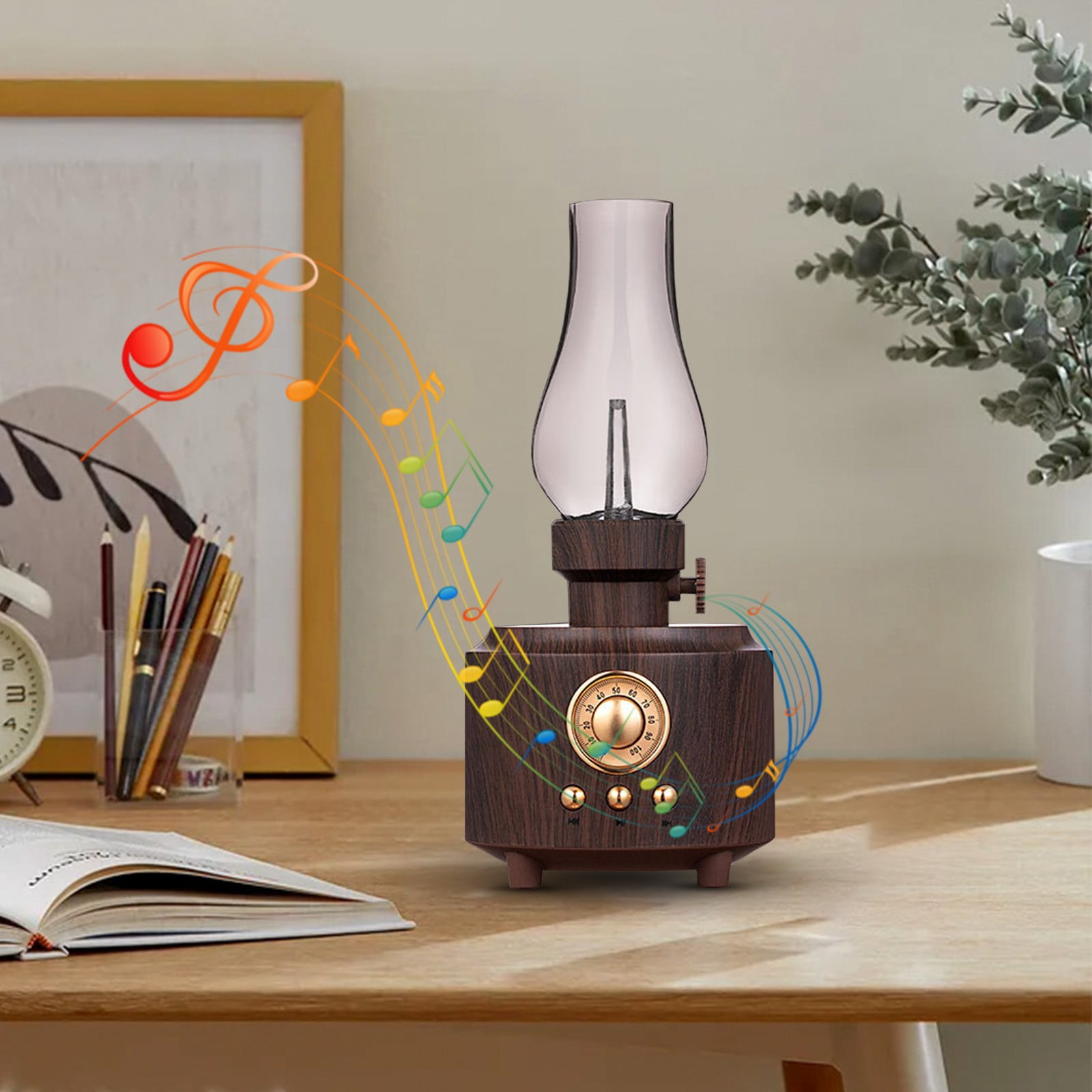 PURCOLT Kerosene Lamp Bluetooth Audio Vintage FM Wireless Radio Plug-in ...