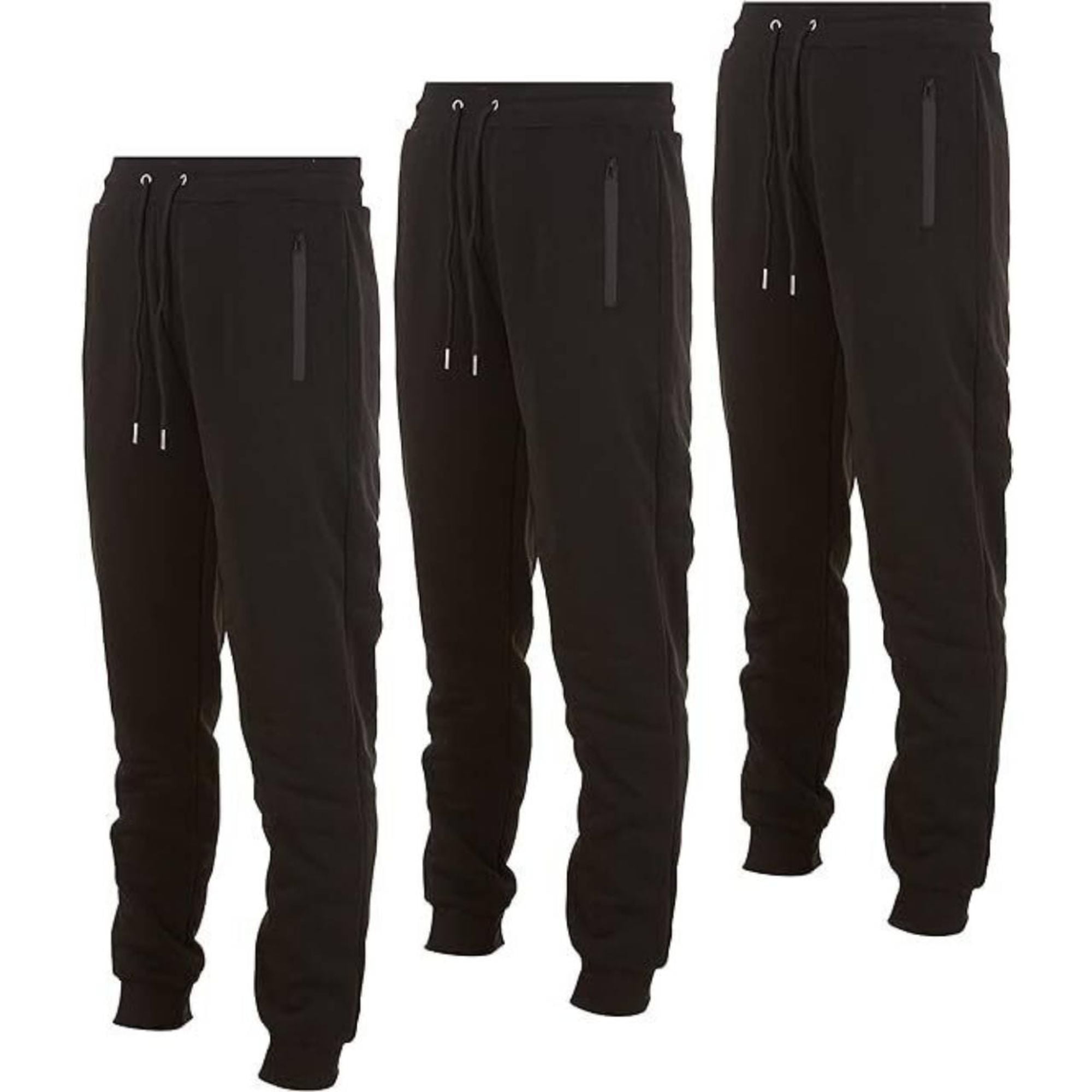 PURE CHAMP Mens 3 Pack Fleece Active Athletic Workout Jogger Sweatpants ...