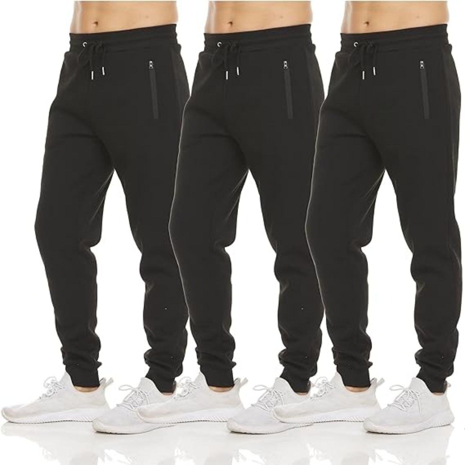 PURE CHAMP Mens 3 Pack Fleece Active Athletic Workout Jogger Sweatpants ...