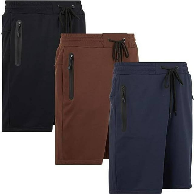 PURE CHAMP Mens 3 Pk French Terry Cotton Casual Gym Shorts for Men ...