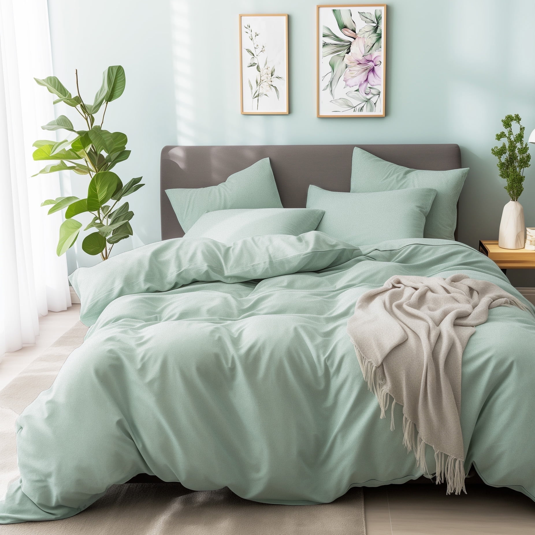 PURE ERA Duvet Cover Set King Size 100% Jersey Cotton Solid Soft ...