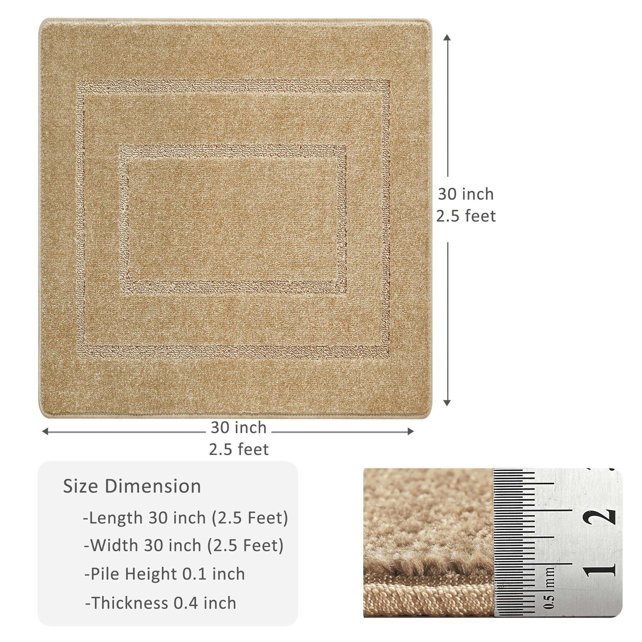 PURE ERA 30x30 Inch Stair Landing Mat Rug Geometric Square Carpet Area ...