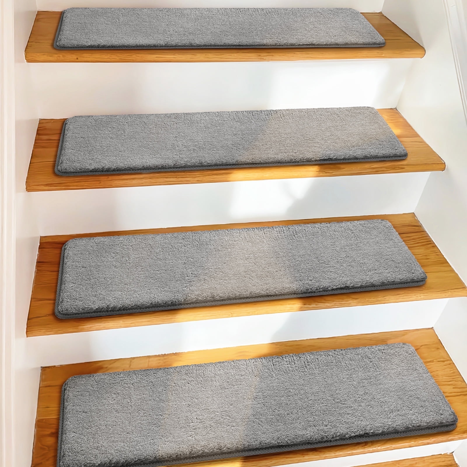 PURE ERA 8" X 30" Carpet Stair Treads Plush Wooden Steps Rugs Non-Slip ...