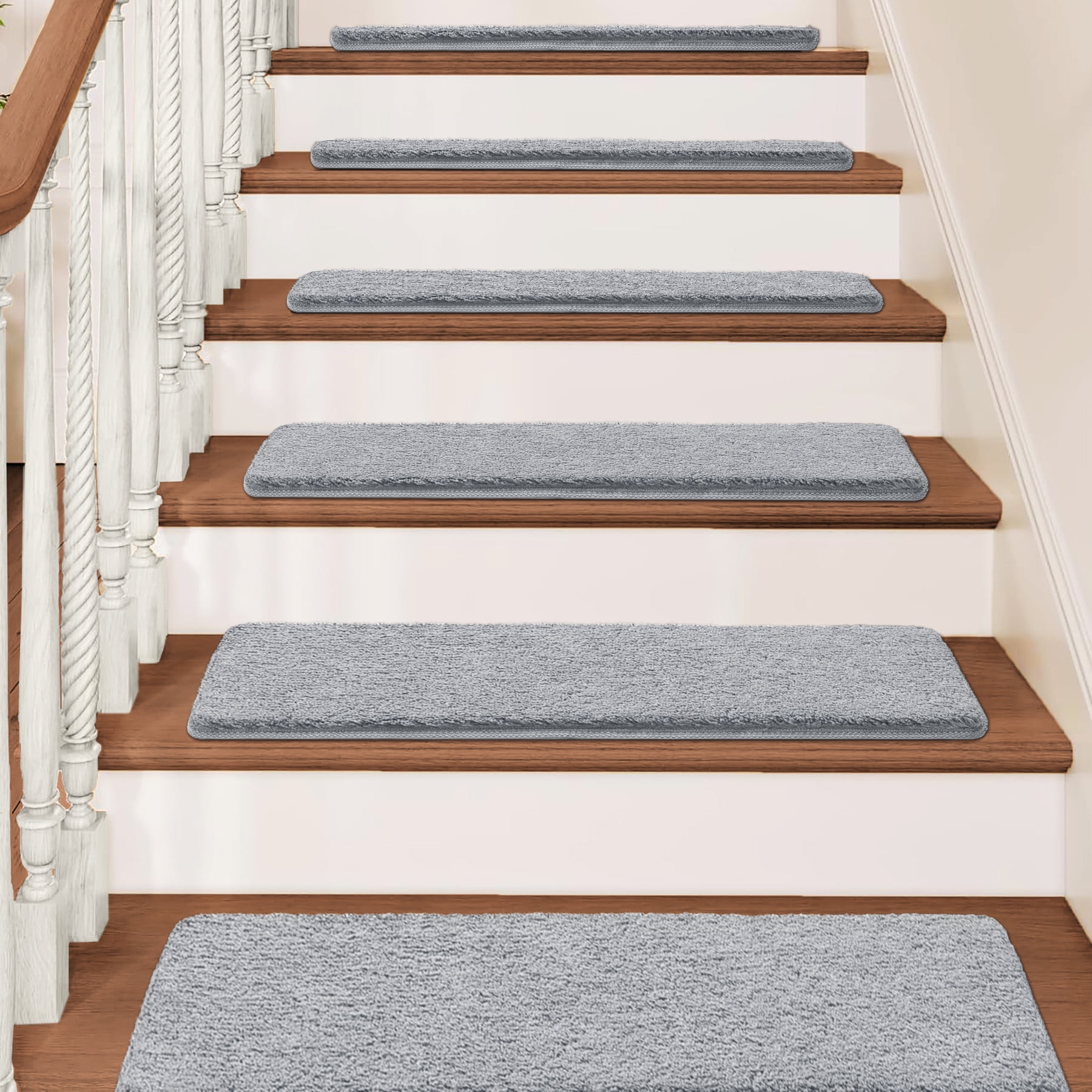 PURE ERA 8" X 30" Carpet Stair Treads Plush Wooden Steps Rugs Non-Slip ...