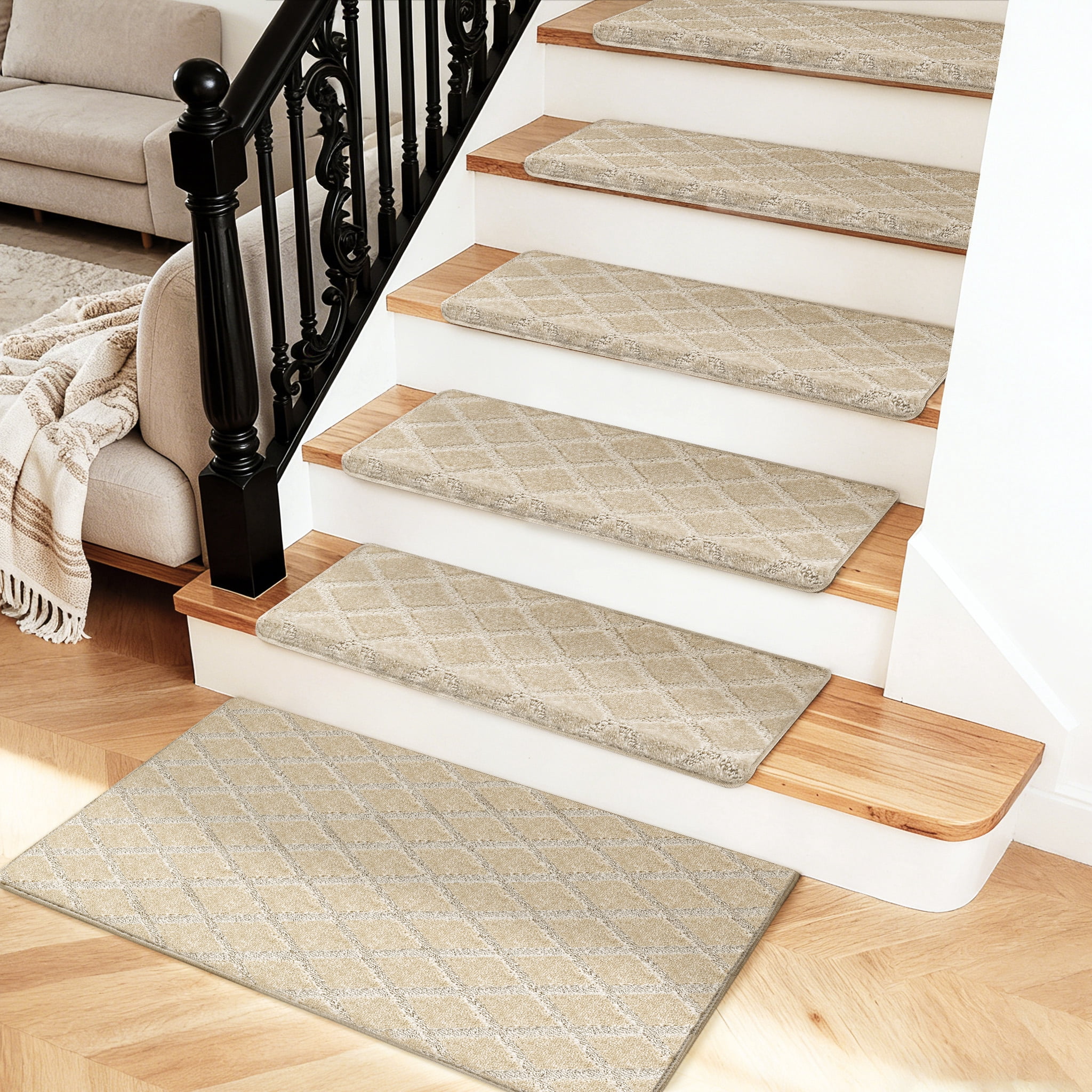PURE ERA Bullnose Carpet Stair Treads 14pcs With 1pcs Matching Landing ...