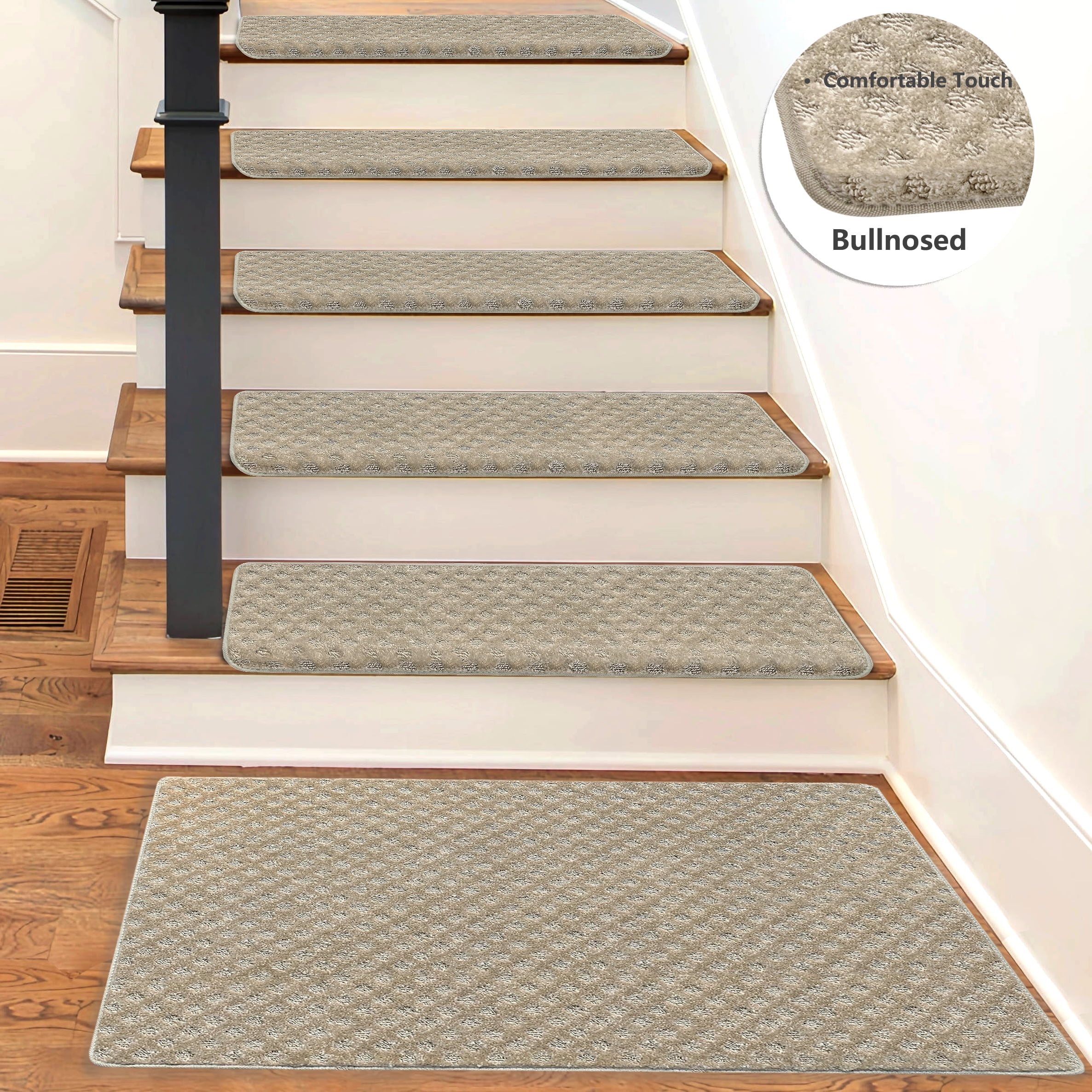 PURE ERA Bullnose Carpet Stair Treads Cover 9.5"x30"x1.2"14pcs With ...