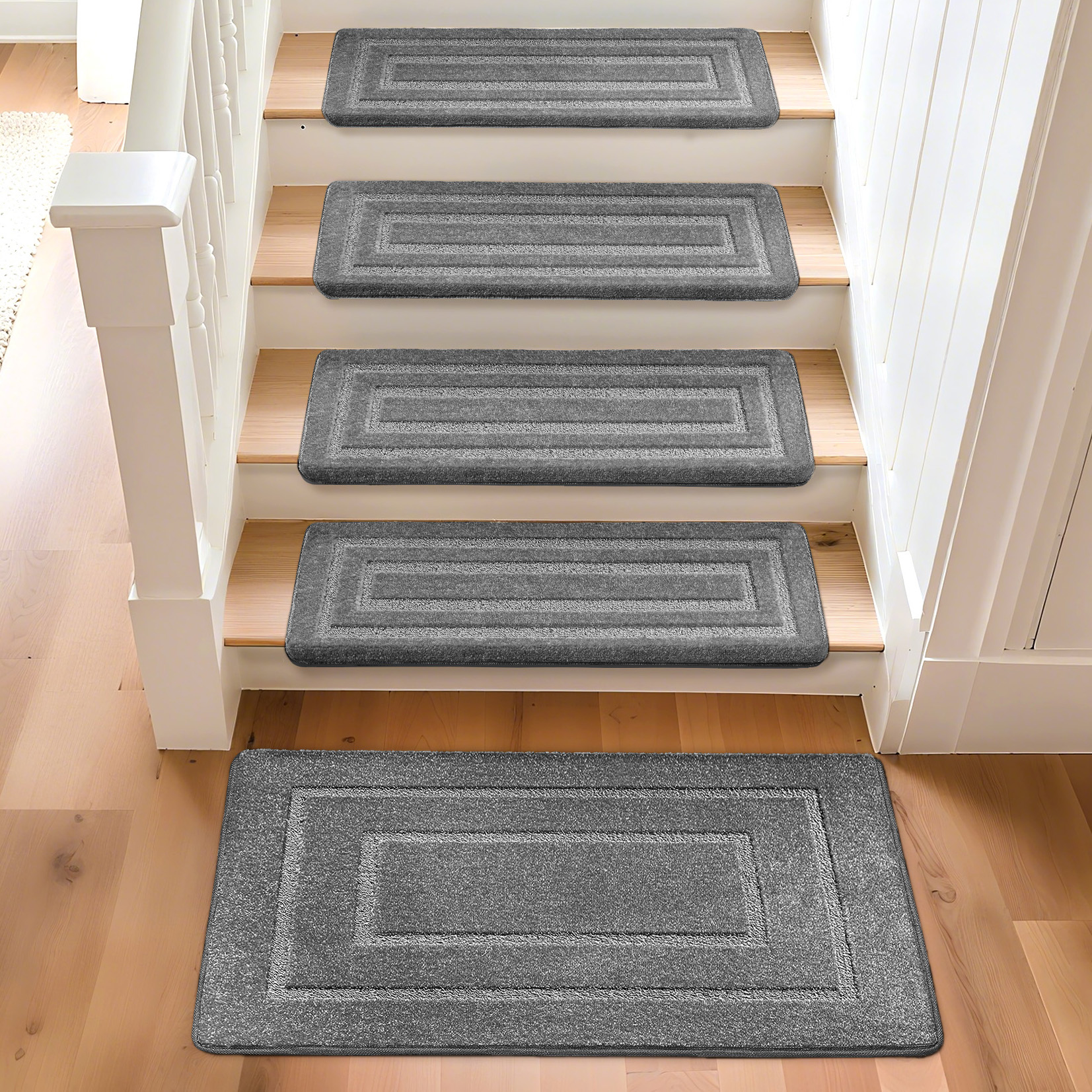 PURE ERA Bullnose Carpet Stair Treads Cover 9.5"x30"x1.2" 14pcs With ...