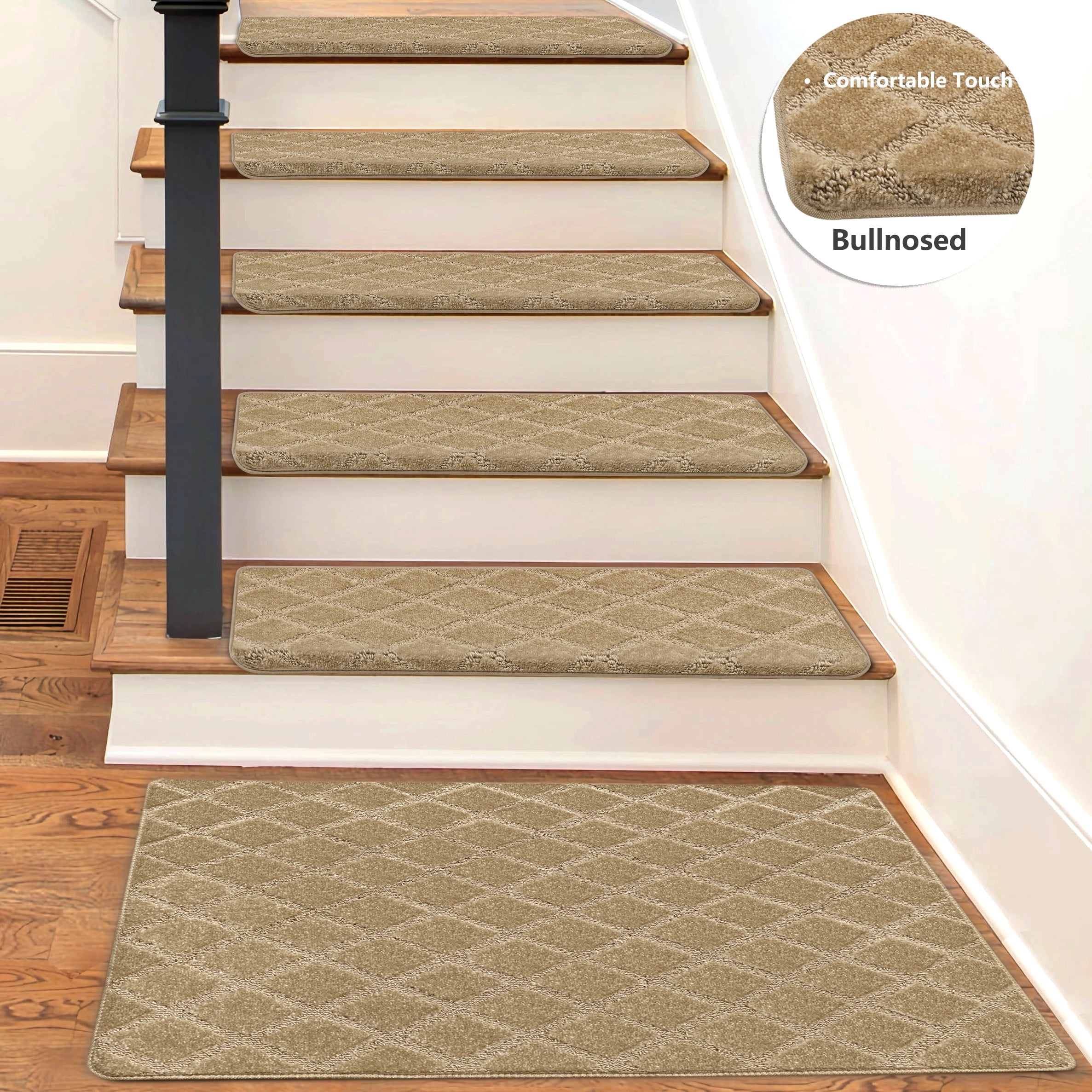 PURE ERA Bullnose Carpet Stair Treads Cover with Matching Landing Mat ...