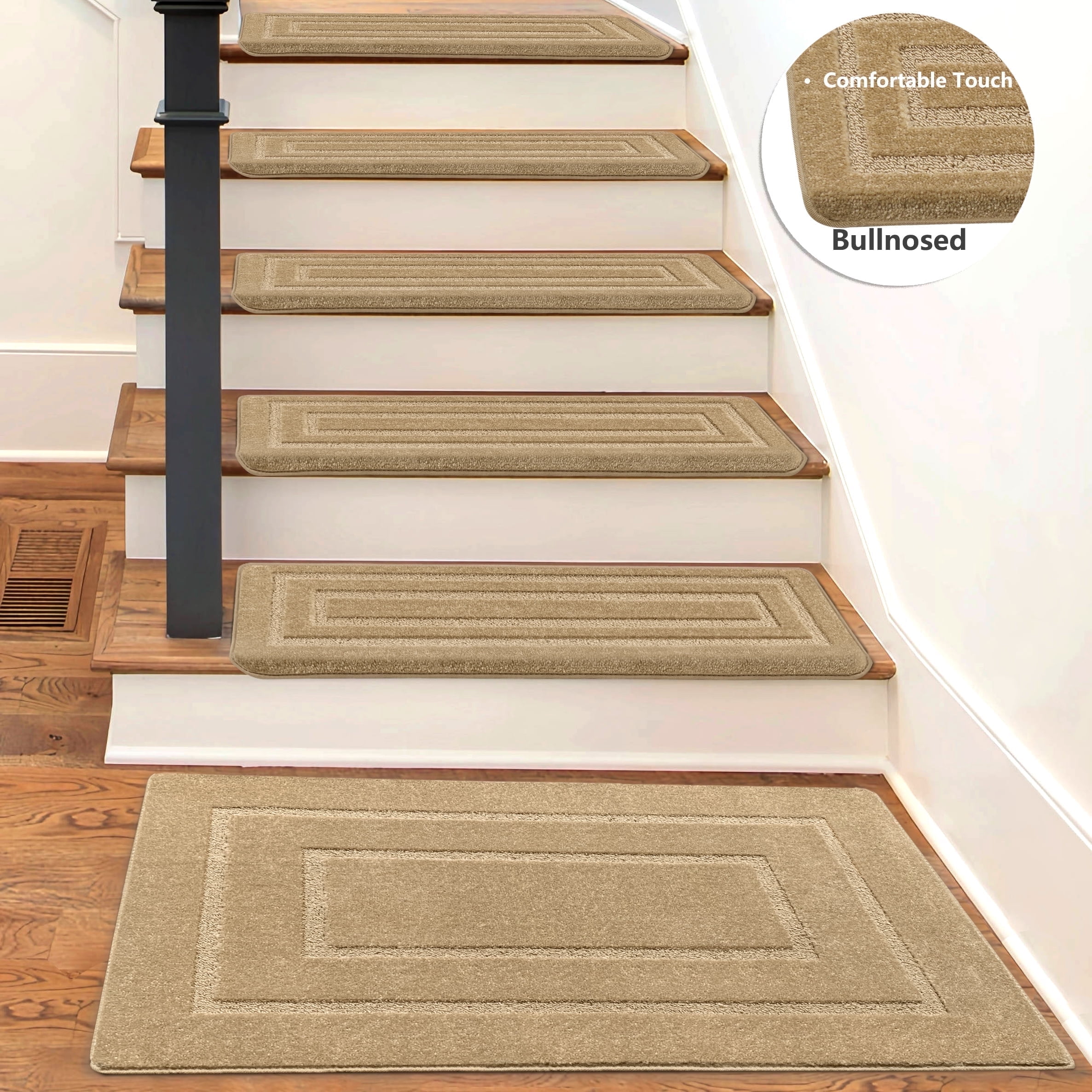 PURE ERA Bullnose Carpet Stair Treads Steps Rugs 9.5"x30"x1.2" 14pcs ...