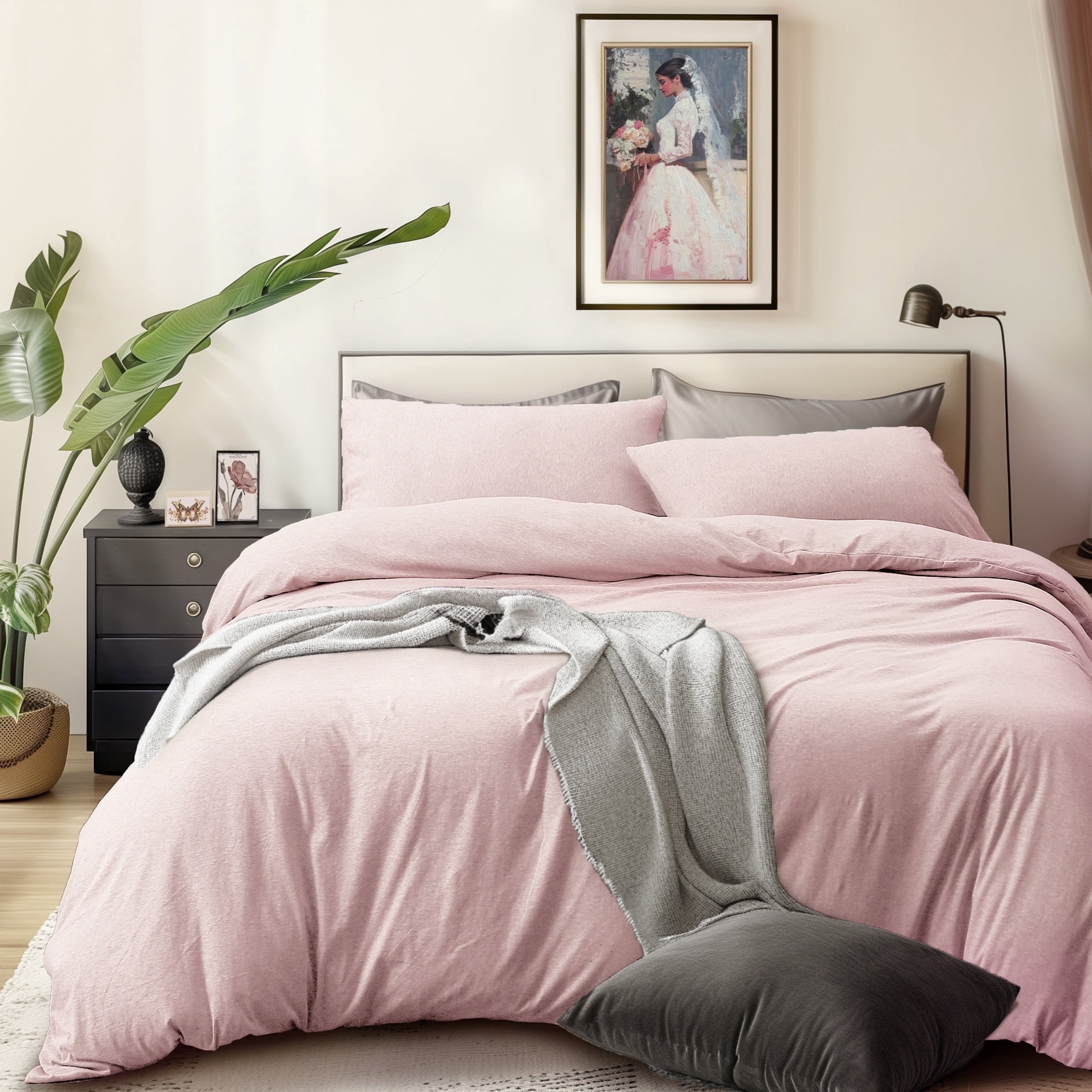 PURE ERA Jersey Cotton Duvet Cover Set King Size - Ultra Soft 100% ...