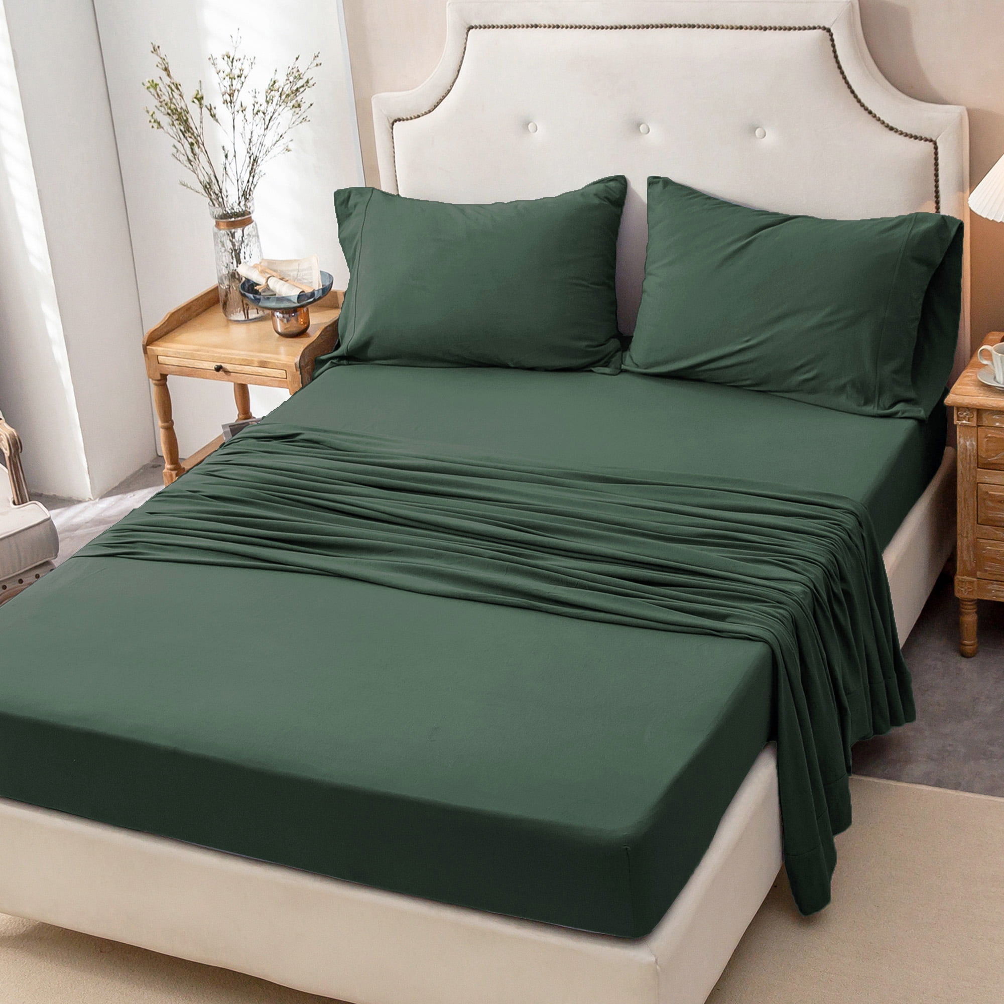 PURE ERA Jersey Knit 100% Cotton 3pc Bed Sheet Set Twin Soft Comfy ...