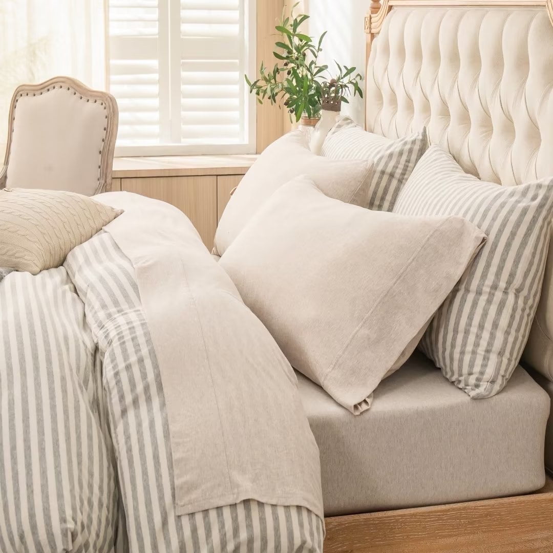 Pure Era Jersey Knit 4pc Bed Sheet Set, King, Up to 20" Deep Pocket ...