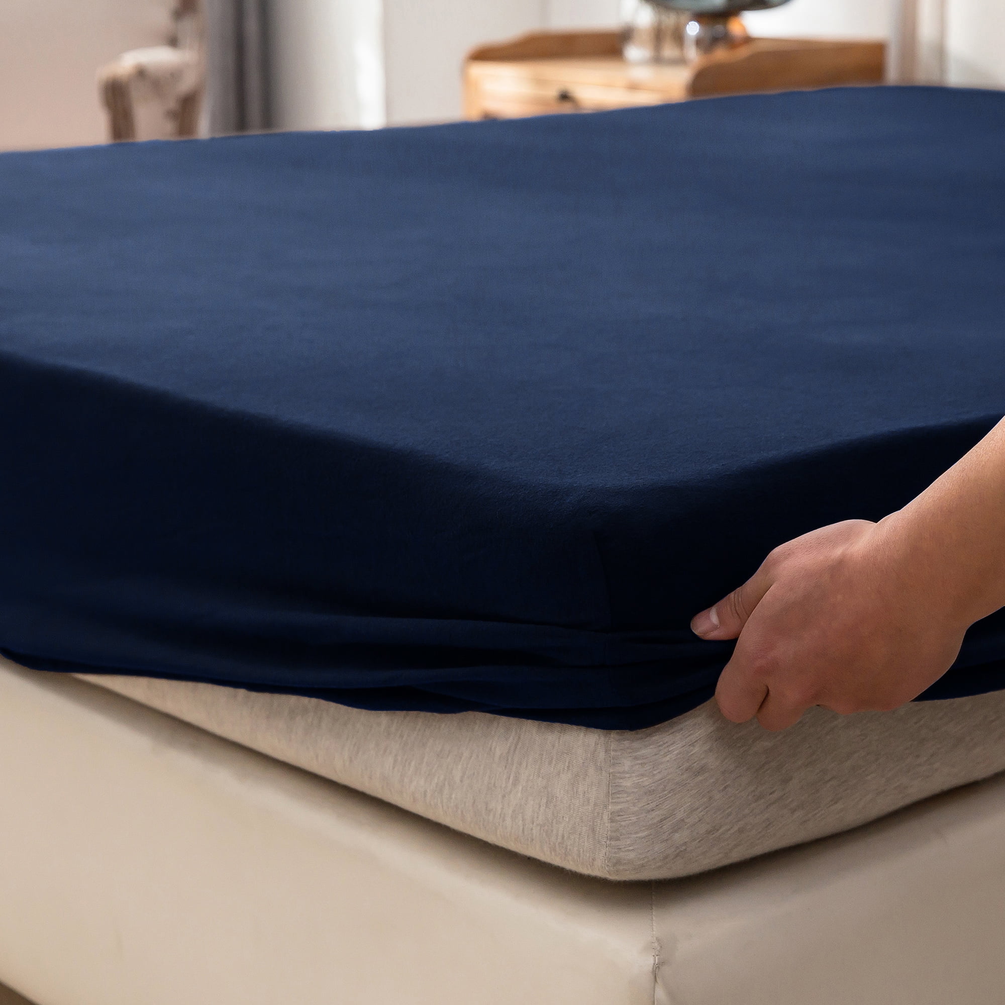 PURE ERA Jersey Knit Cotton Fitted Bottom Sheet ONLY Deep Pocket 15" to ...