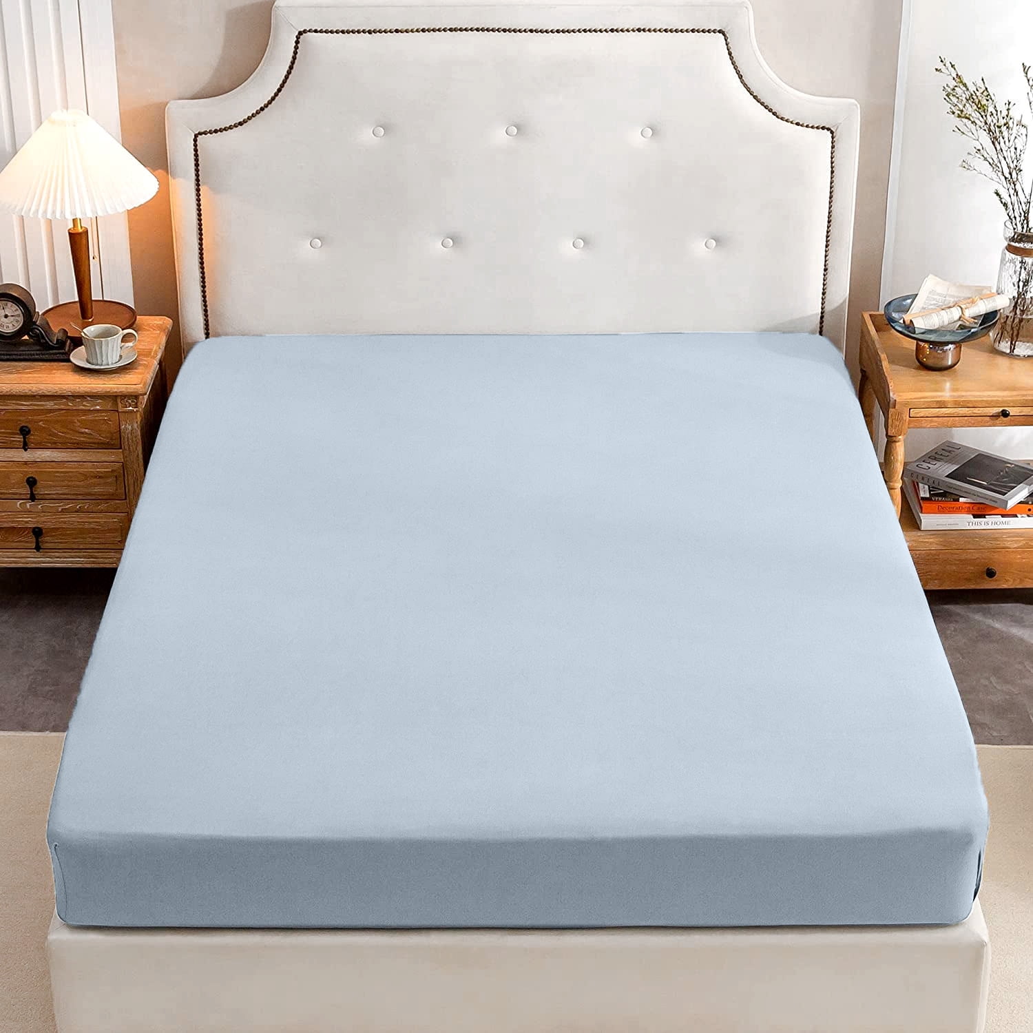 PURE ERA Jersey Knit Cotton Fitted Bottom Sheet ONLY Deep Pocket Up to ...