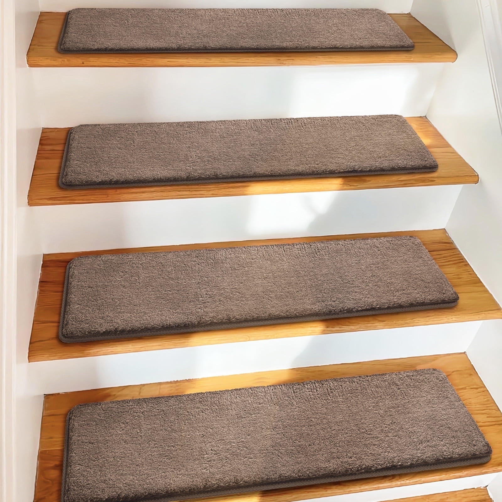 PURE ERA Plush Indoor Carpet Stair Treads Cover Wooden Stair Steps Rugs ...
