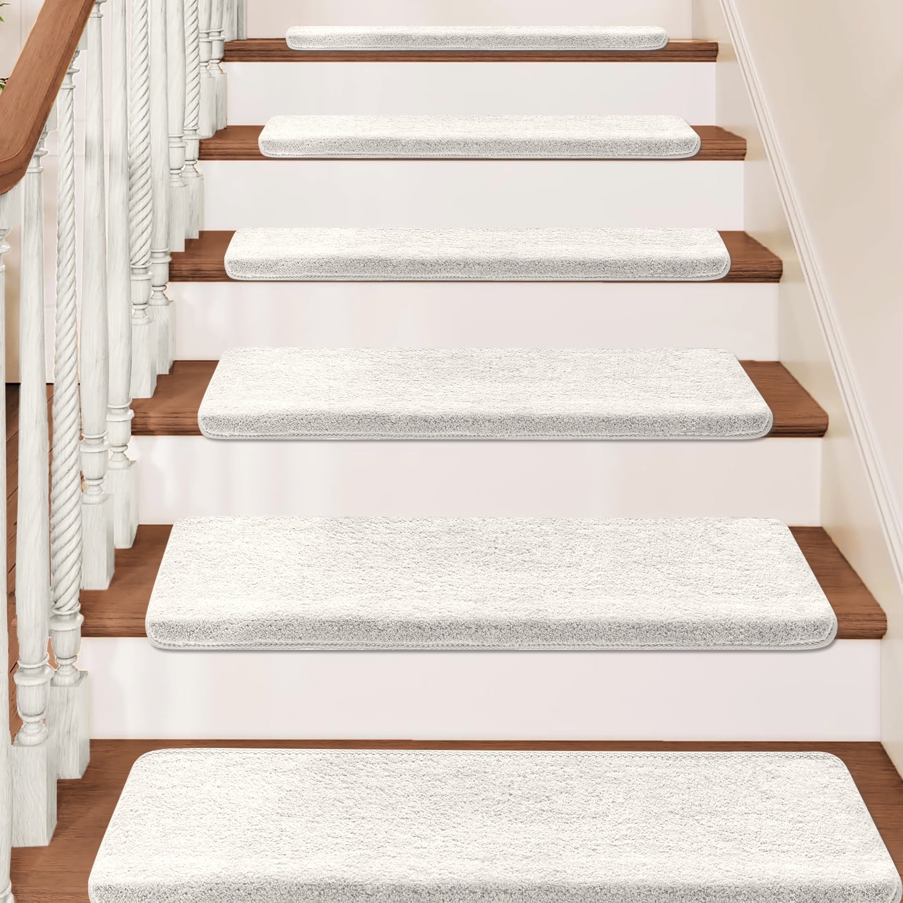 PURE ERA Plush Soft Carpet Bullnose Stair Treads Cover 9.5" x 30"x1.2 ...