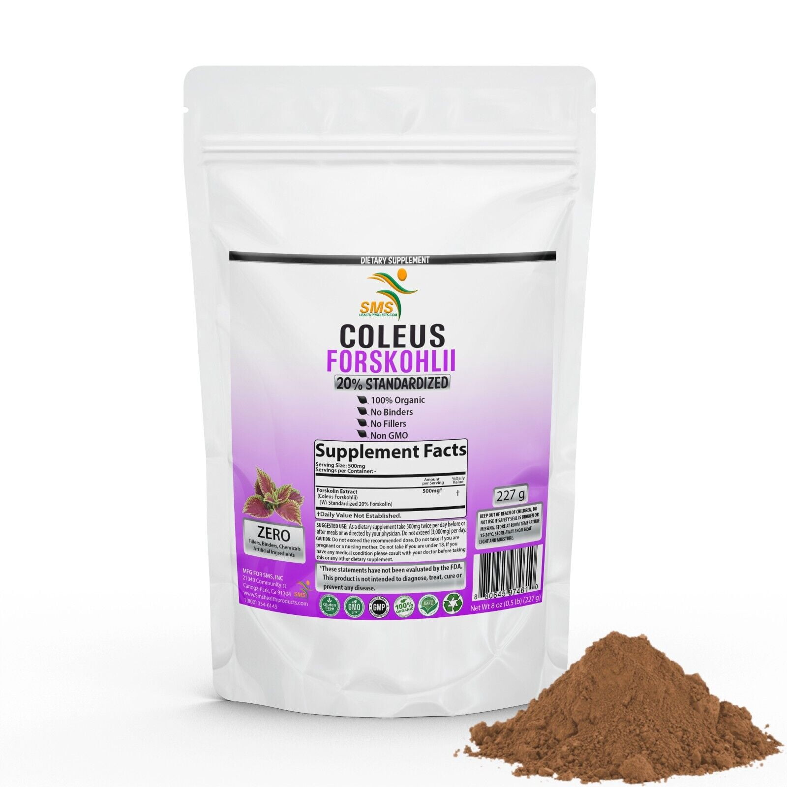 PURE Forskolin Extract Supplement Powder Coleus Forskohlii Organic 227G ...