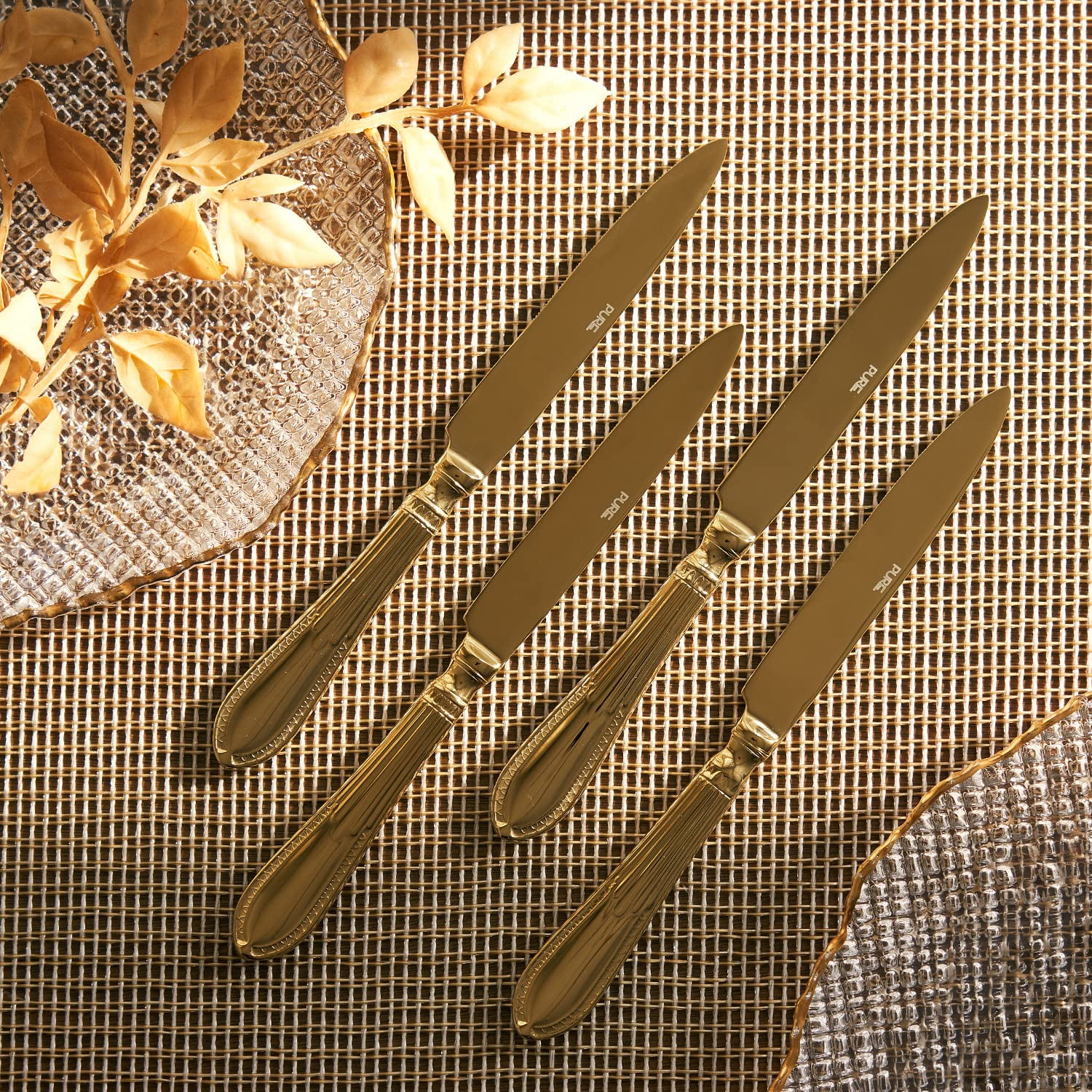 PURE HOME LIVING Set Of 4 Gold Victorian Dinner Knives - Walmart.com
