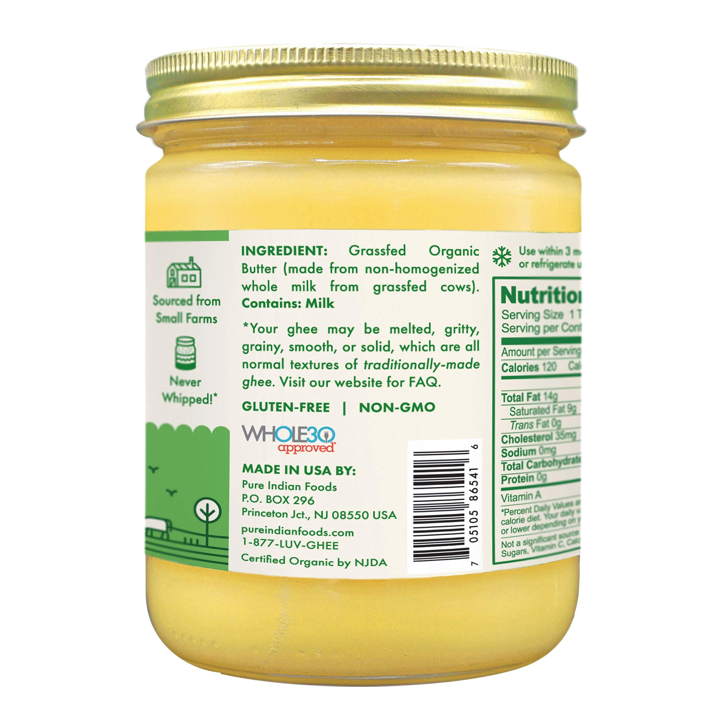 PURE INDIAN FOODS SCH4 Grass Fed Ghee, 14 OZ - Walmart.com