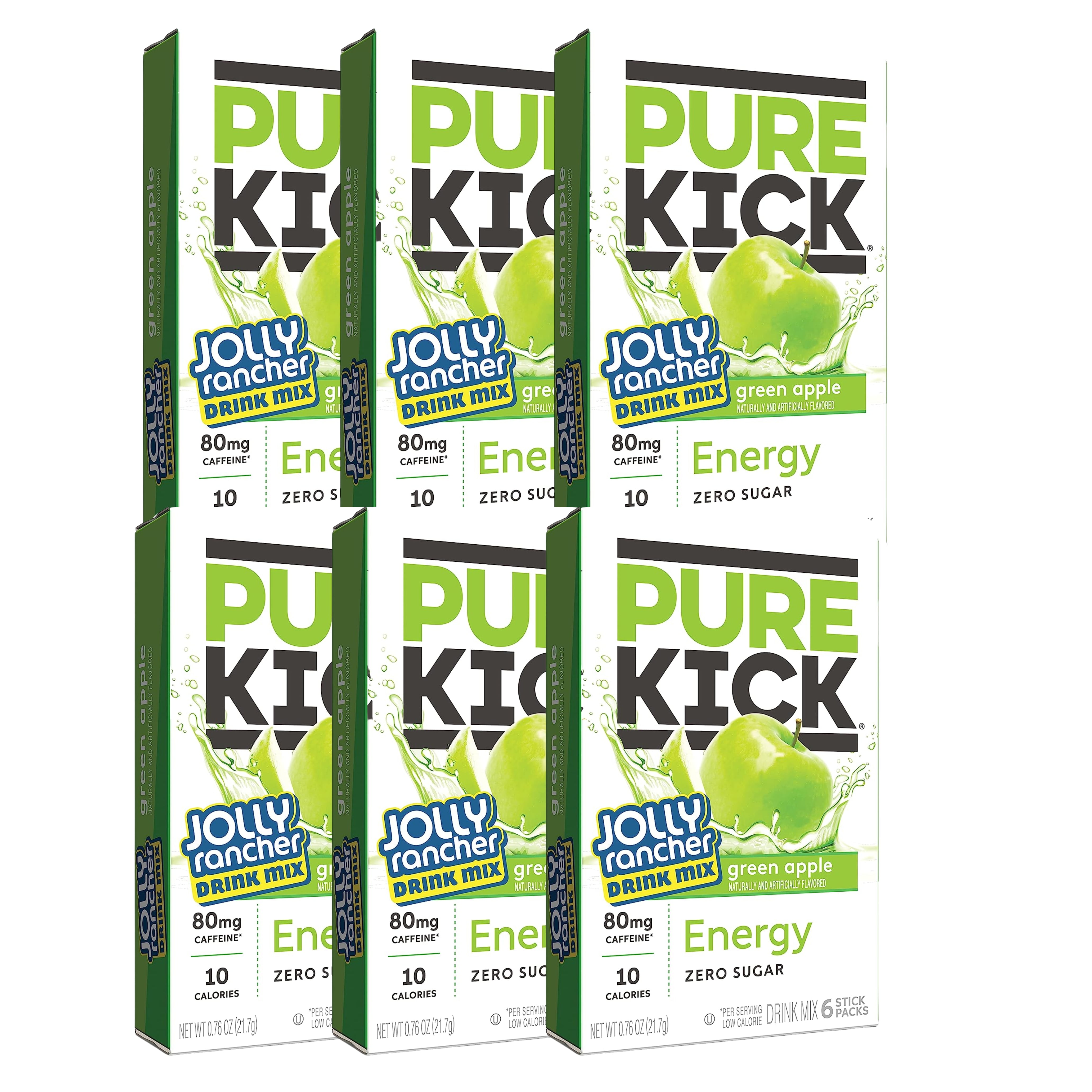 PURE KICK Energy On the Go Drink Mix Jolly Rancher Green Apple Powdered ...
