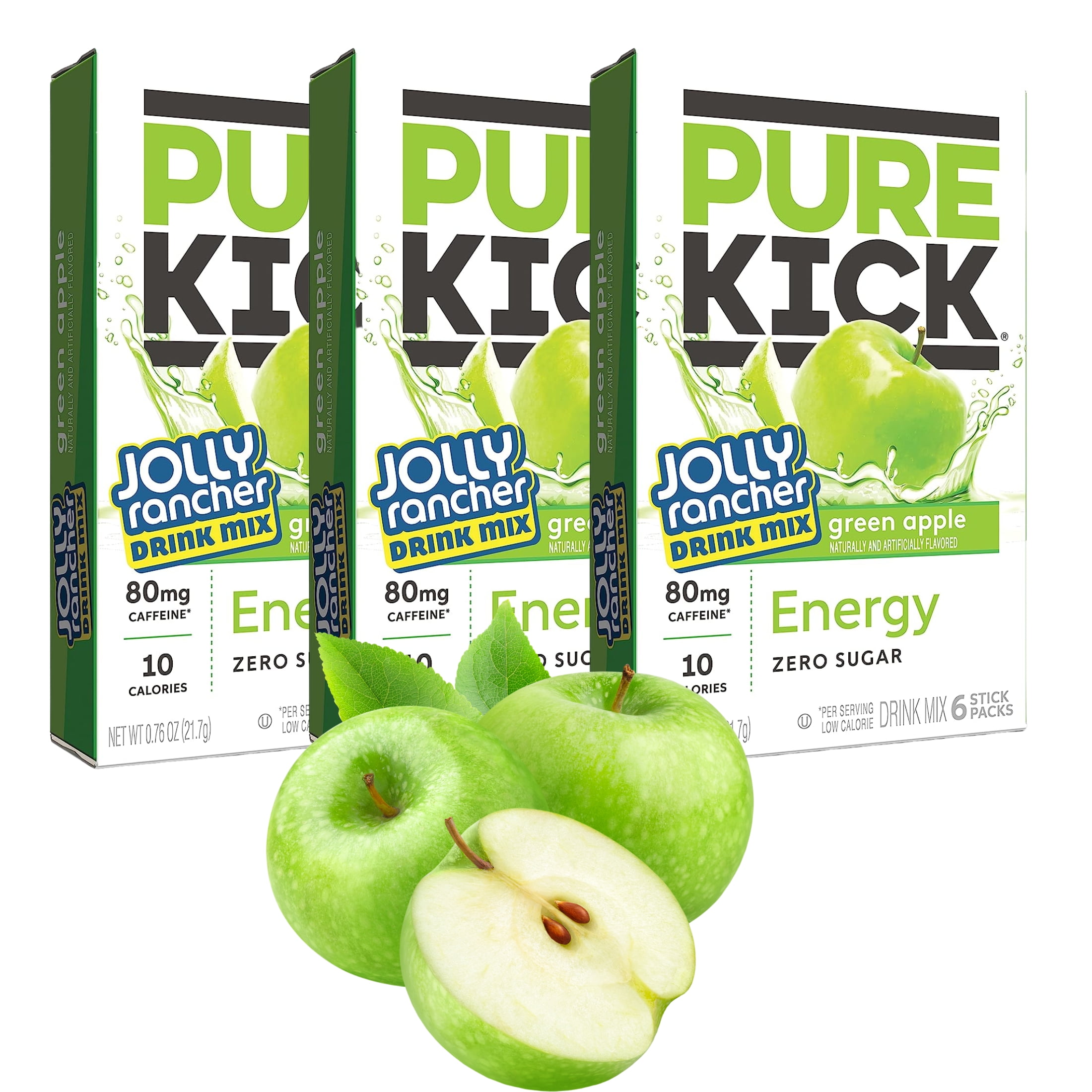PURE KICK Energy On the Go Drink Mix Jolly Rancher Green Apple Powdered ...