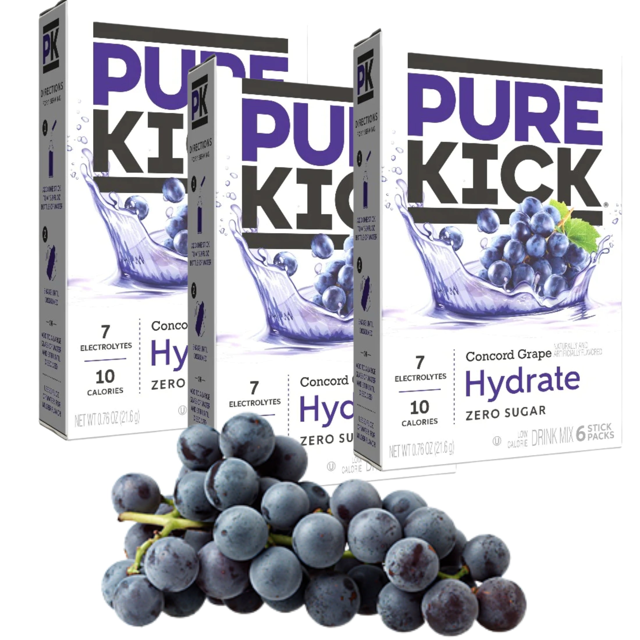 PURE KICK Hydration On the Go Drink Mix Concord Grapes Powdered Water ...