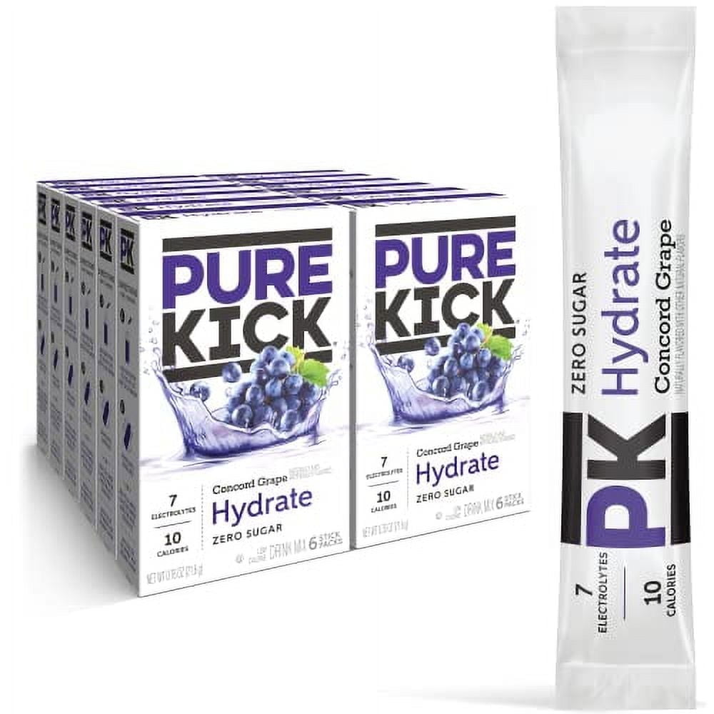 PURE KICK Hydration Singles to Go Drink Mix, Concord Grape, Includes 12 ...