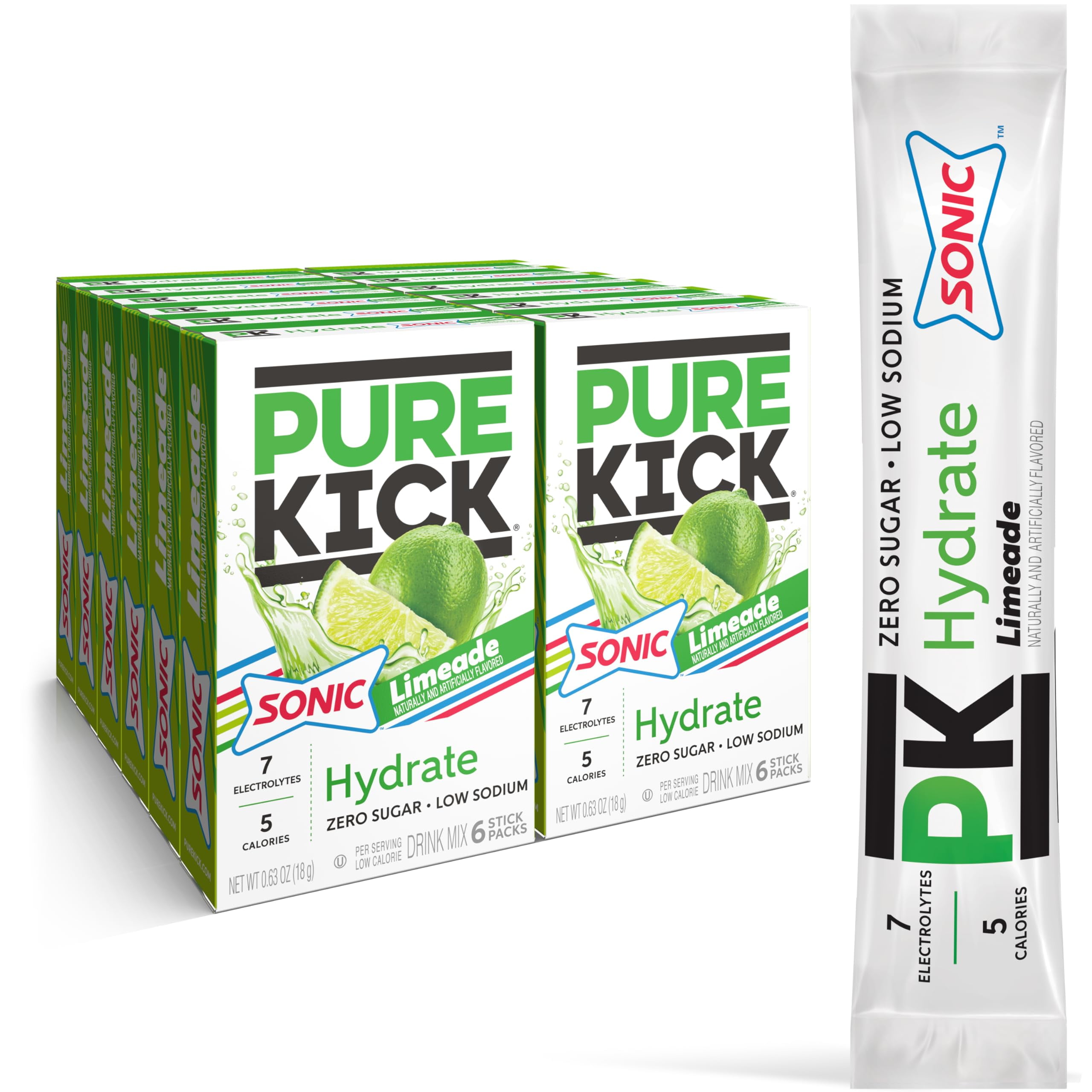 PURE KICK Hydration Singles to Go Drink Mix, Sonic Limeade, Includes 12 ...