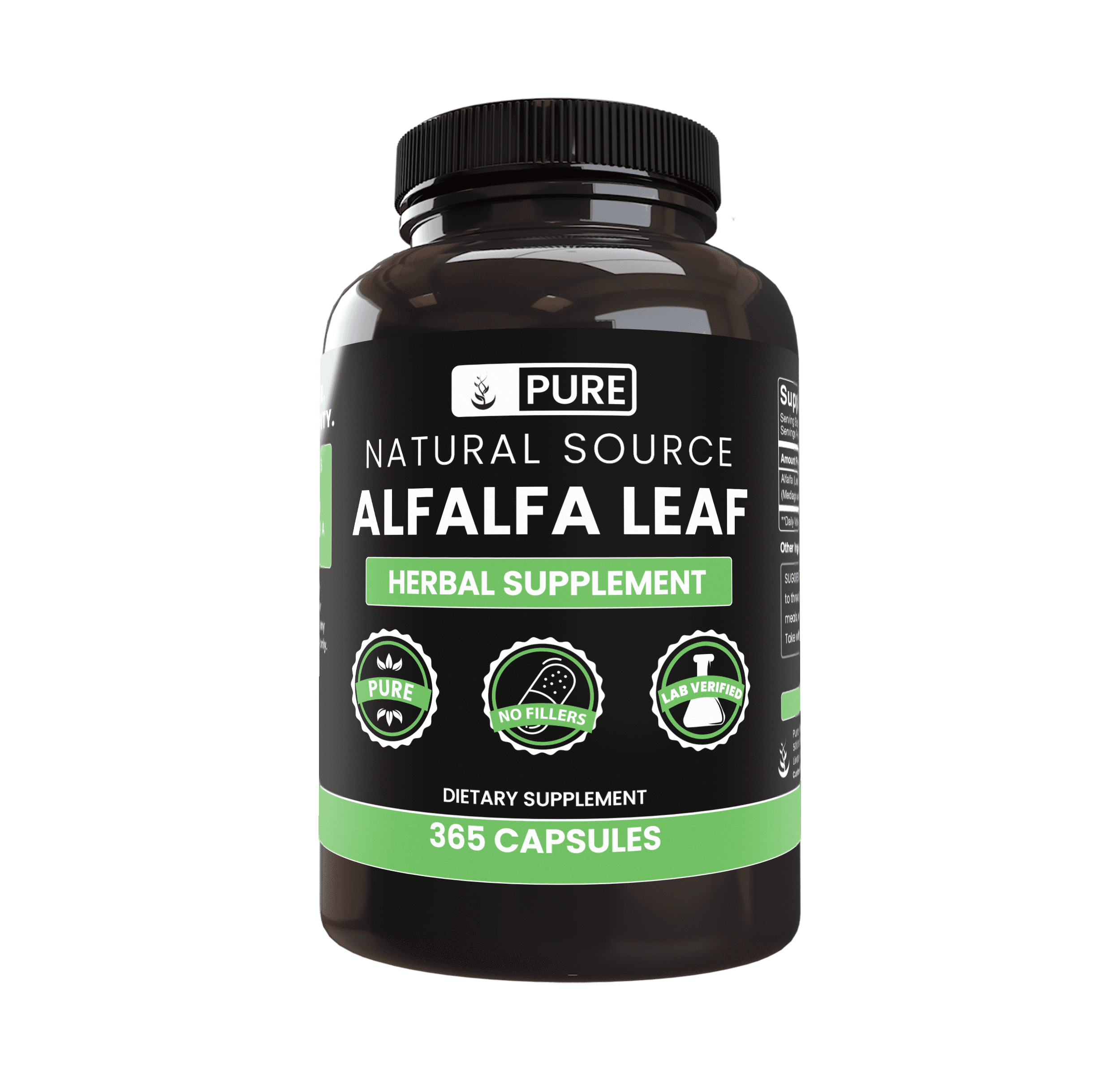 PURE ORIGINAL INGREDIENTS Alfalfa Leaf 365 Capsules No Magnesium Or ...