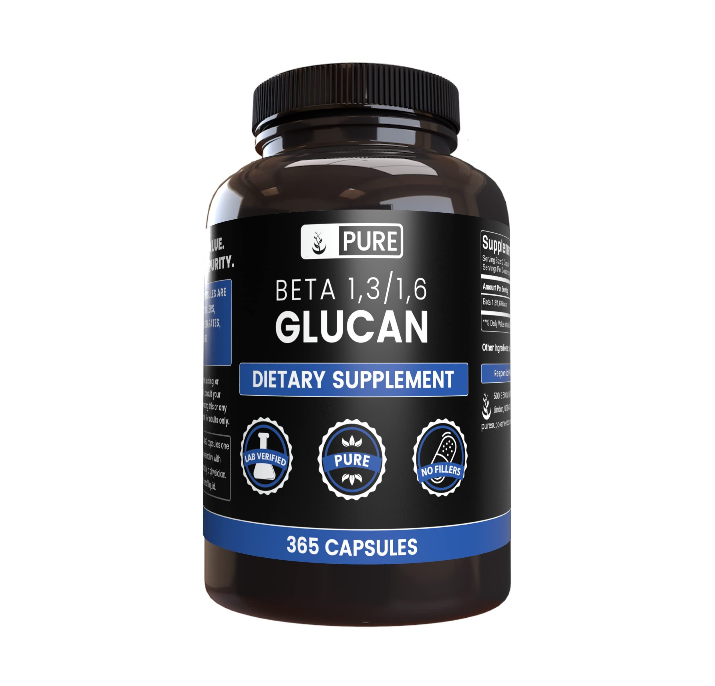 PURE ORIGINAL INGREDIENTS Beta Glucan 1,3/1,6, 365 Capsules No ...