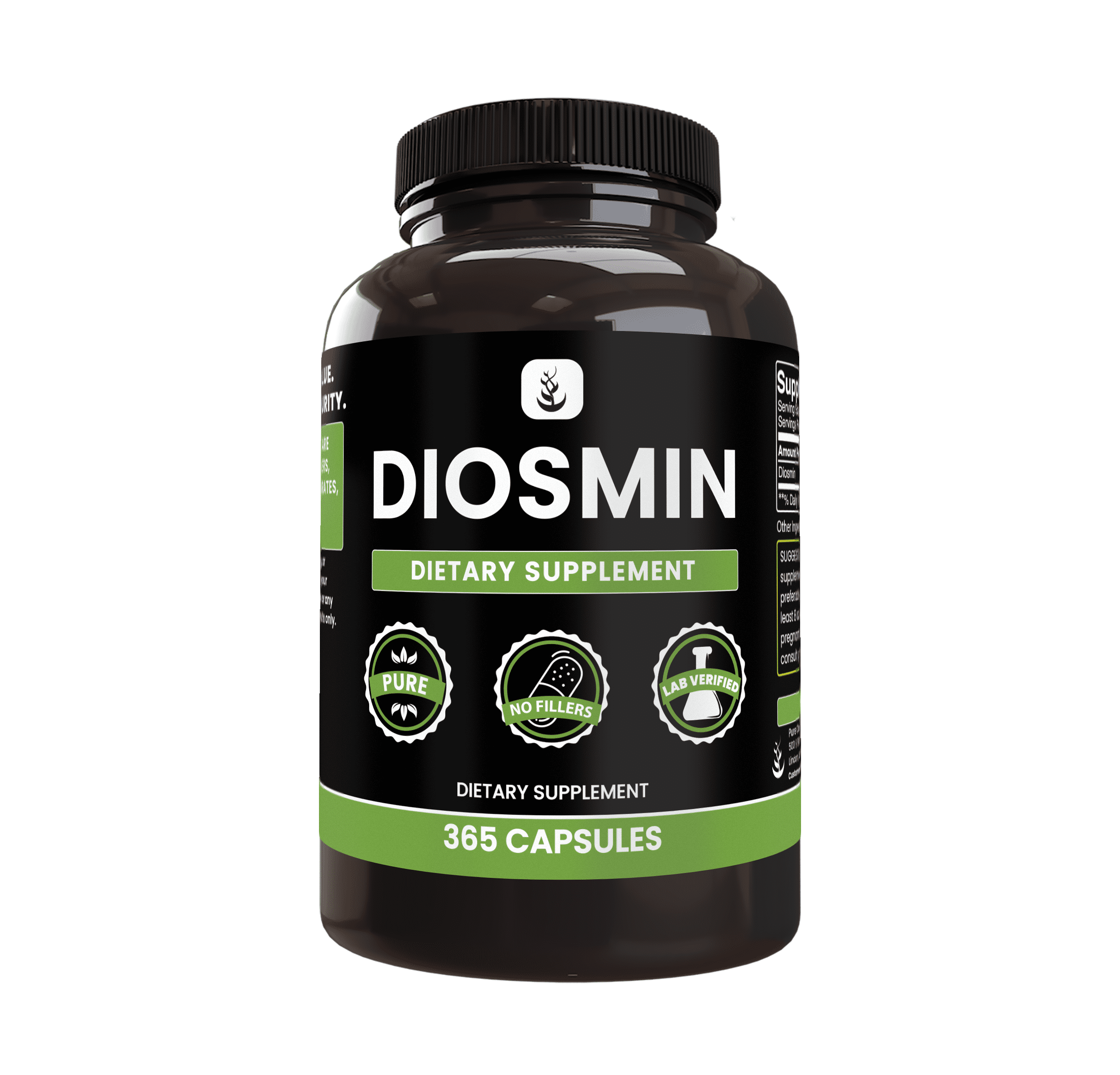 PURE ORIGINAL INGREDIENTS Diosmin 365 Capsules No Magnesium Or Rice ...