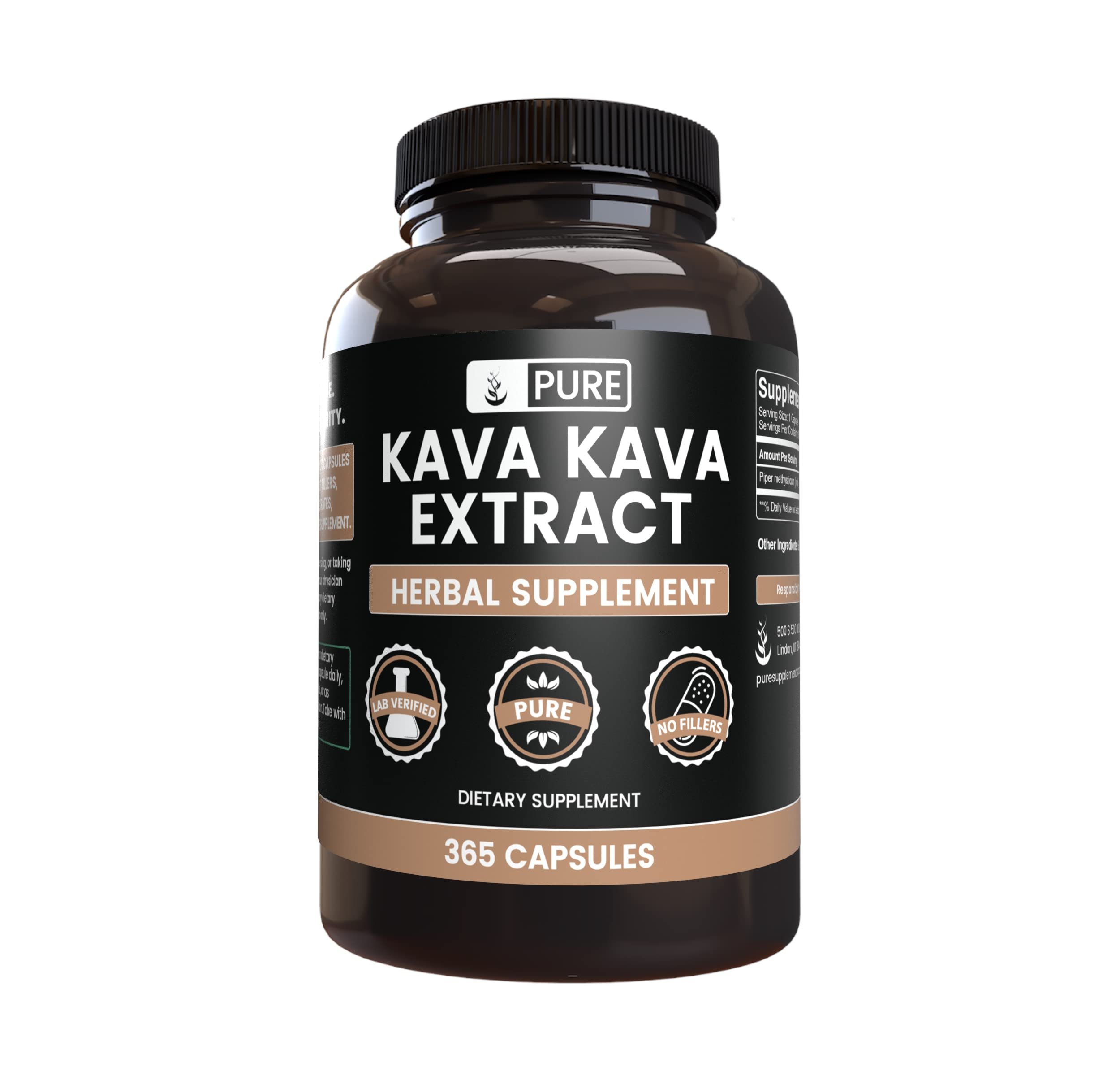 PURE ORIGINAL INGREDIENTS Kava Kava 365 Capsules No Magnesium Or Rice ...