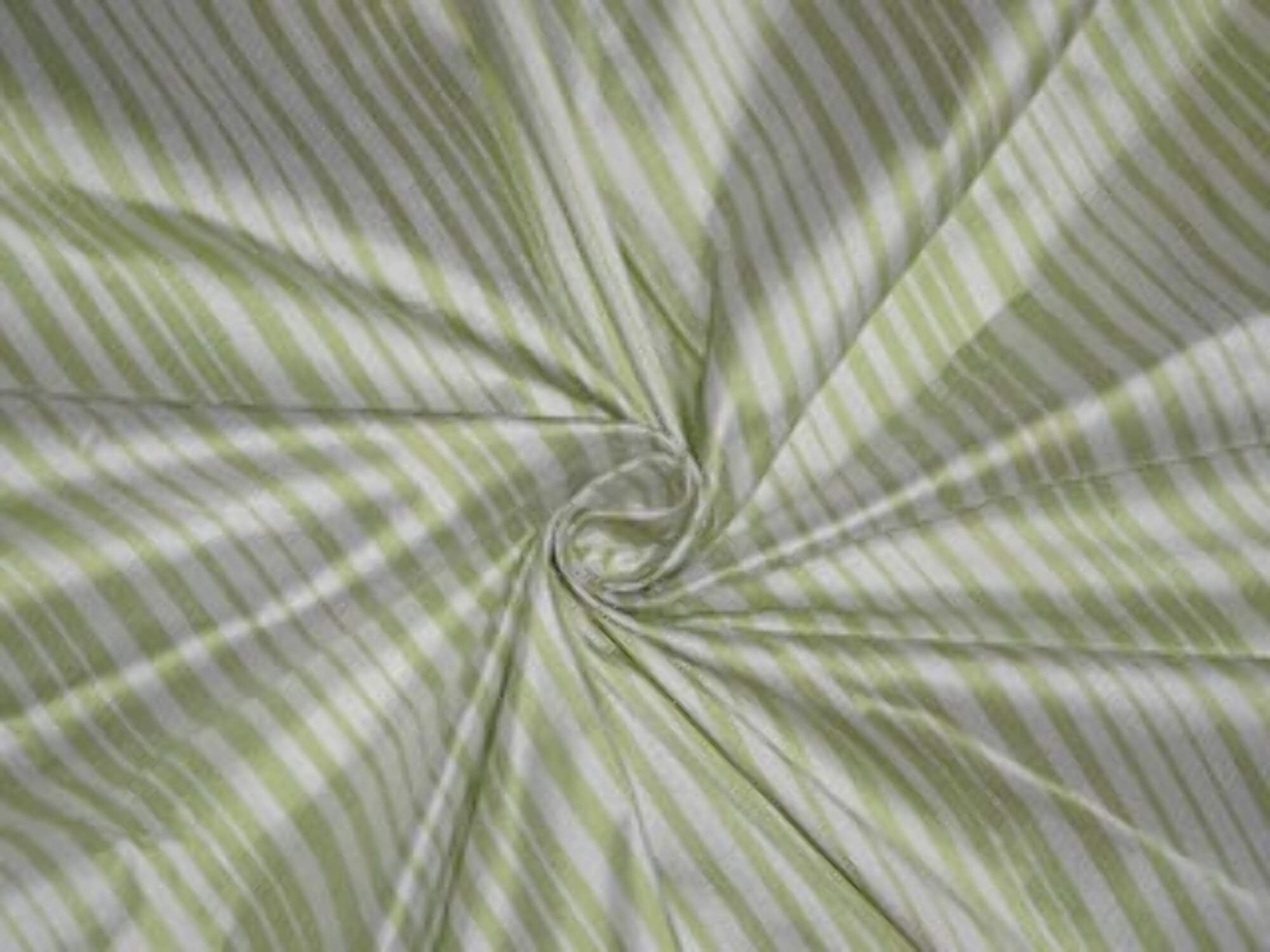PURE SILK Dupioni FABRIC Apple Green amp; Ivory color Stripes - Walmart.com