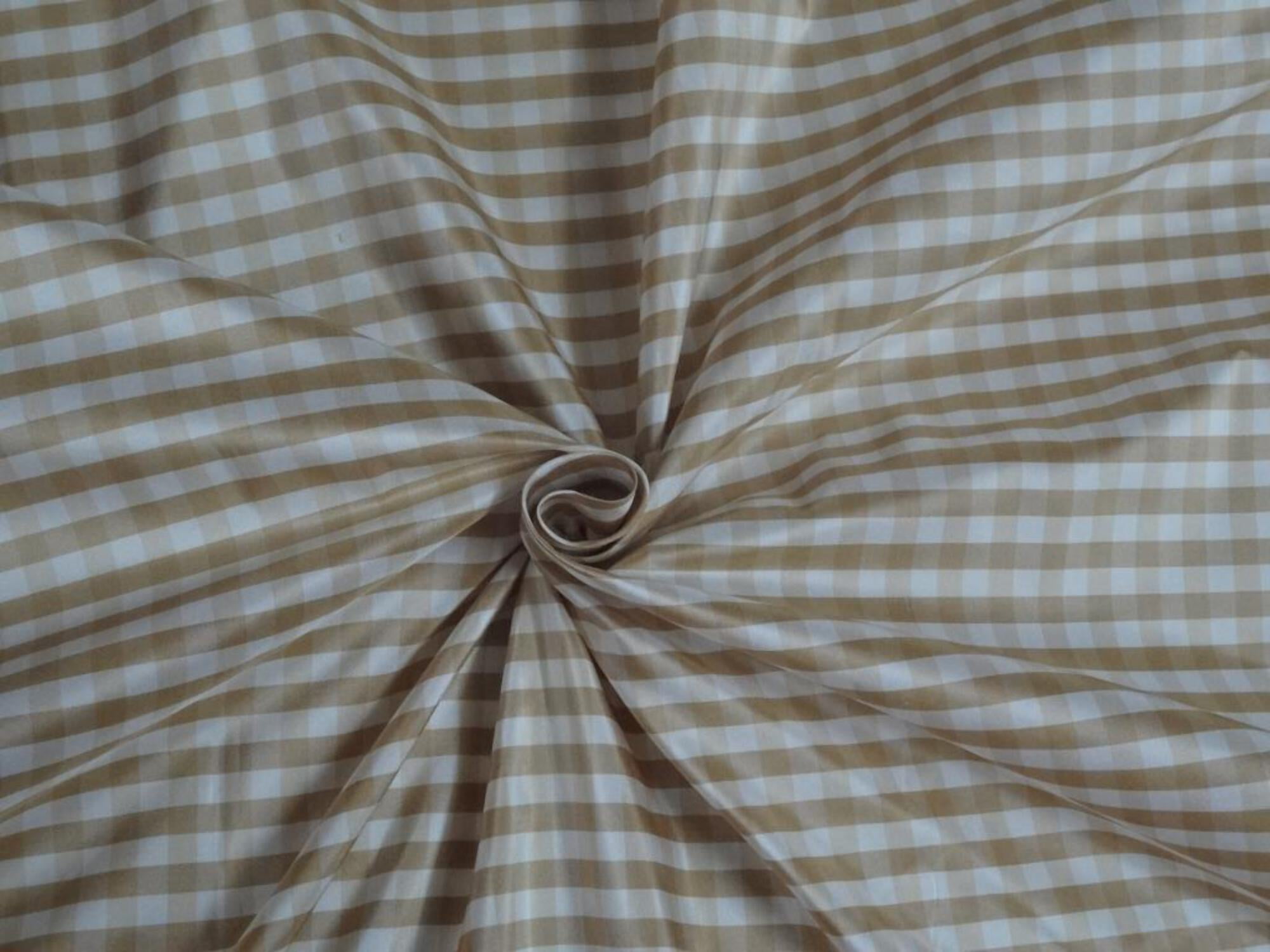 PURE SILK TAFFETA FABRIC Light Brown amp; Ivory COLOR PLAIDS-54quot; wide - Walmart.com