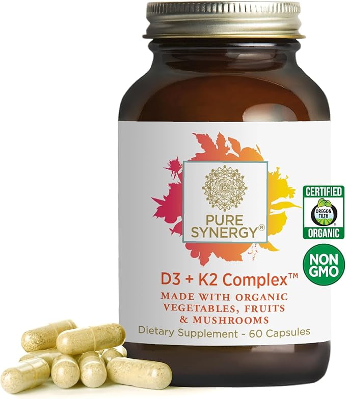PURE SYNERGY D3 K2 Complex Vegan Vitamin D3 K2 Complex Organic D3 ...