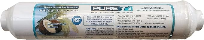 PURE T IL-10W-C-EZ38 REVERSE OSMOSIS IN-LINE CARBON FILTER 10 X 2 3/8 ...