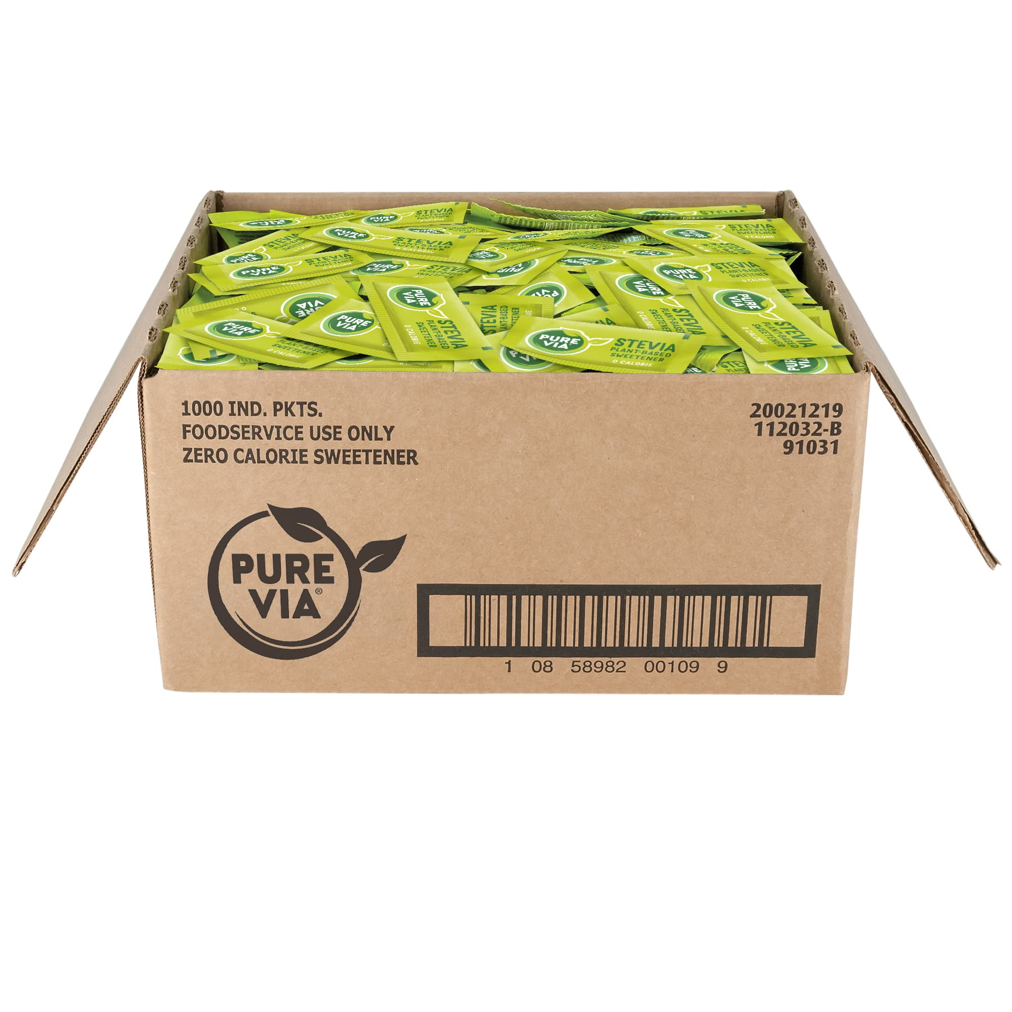 PURE VIA Stevia Sweetener DEF29 Packets, Sugar Substitute, Natural ...