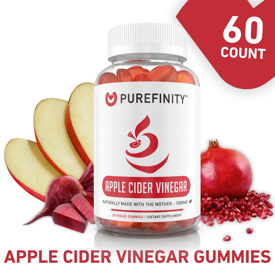 PUREFINITY Apple Cider Vinegar Gummies - ACV Gummies with Mother, Non-GMO, Gluten Free – 60ct ...