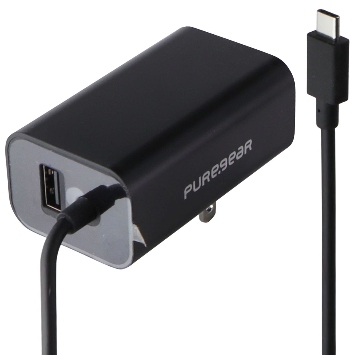 PureGear (24W) USB-C 5-Ft Wall Charger with Extra USB Port - Black ...