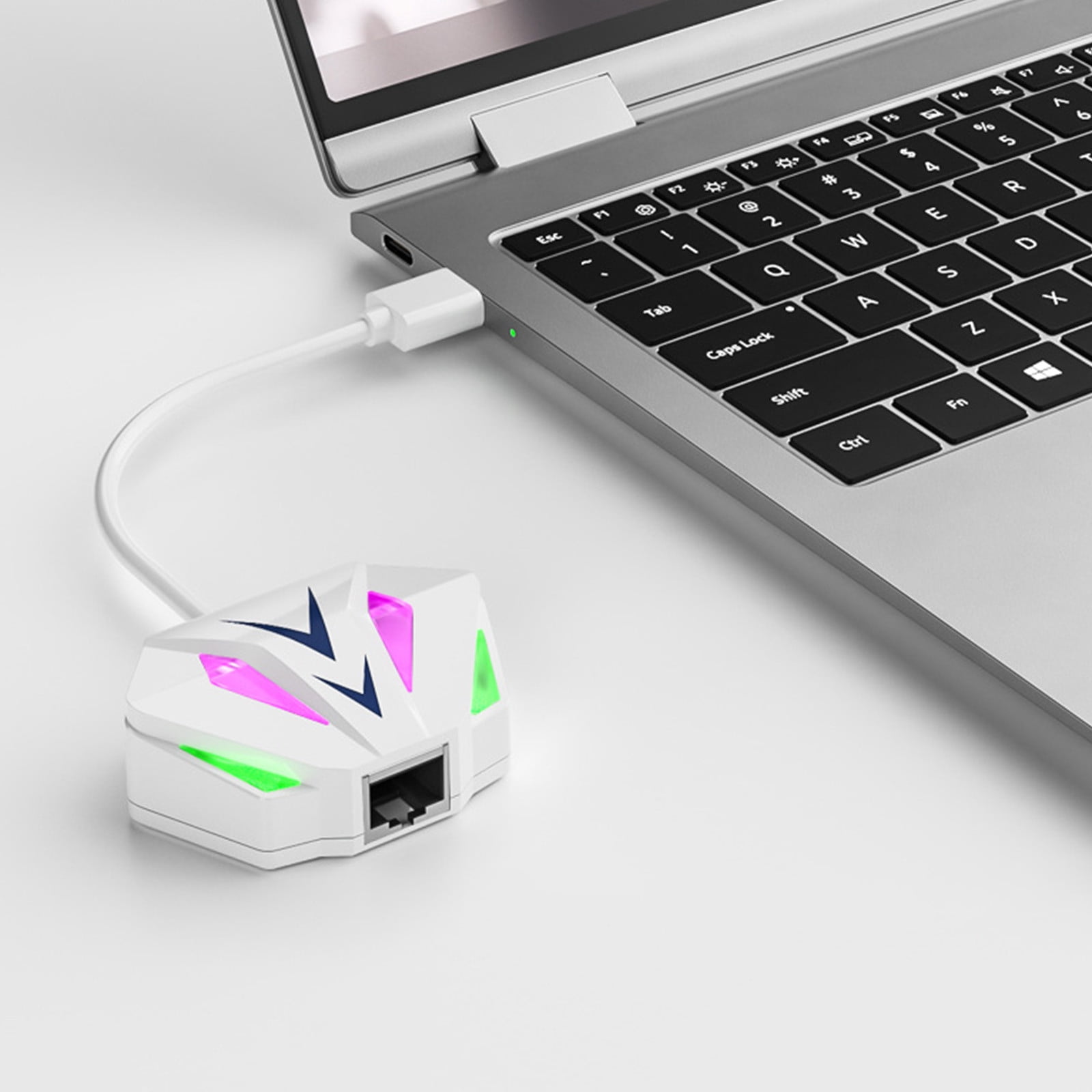 PUREKKI Type-C to 100Mbps Ethernet Adapter with RGB Lighting, Plug and ...