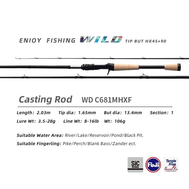 PURELURE WILD 1-Piece Rod All Fuji SIC Guide Rings Pike Rod Black Bass ...