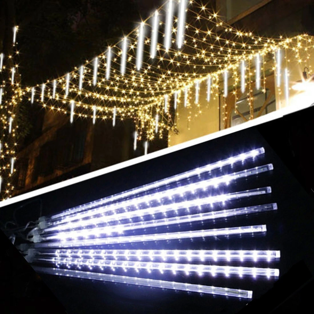 PURELY- 192 Led Meteor Shower Rain Light Ip65 Home Garden Tree Xmas ...