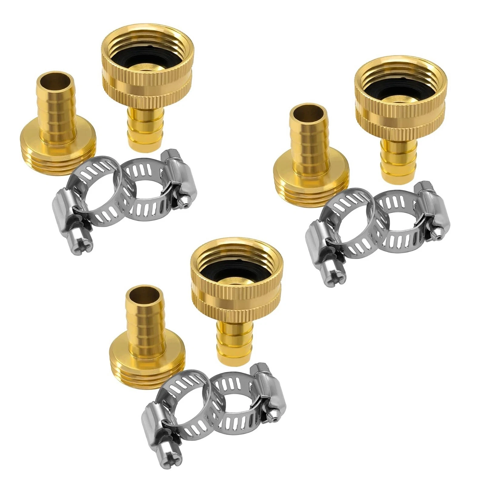 PURELY- 3 Pack- 1/2" Garden Brass Hose Mender End Repair Kit Hose ...