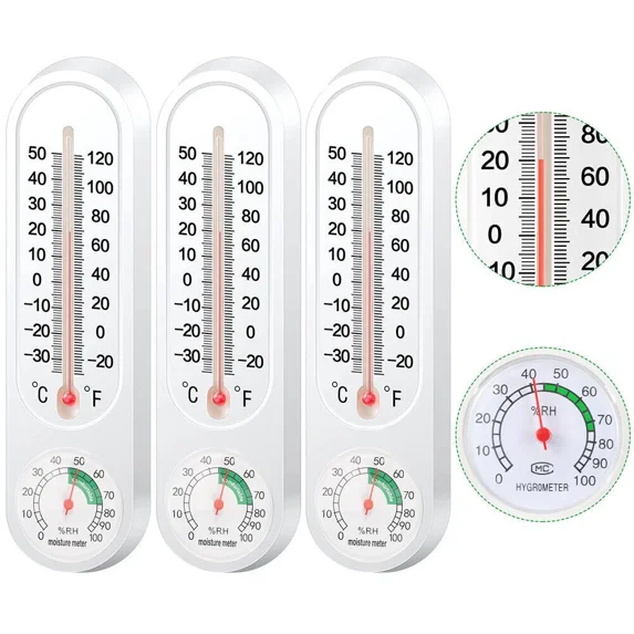 PURELY- 3 Wall Thermometers For Garden, Greenhouse, Garage & Humidity ...