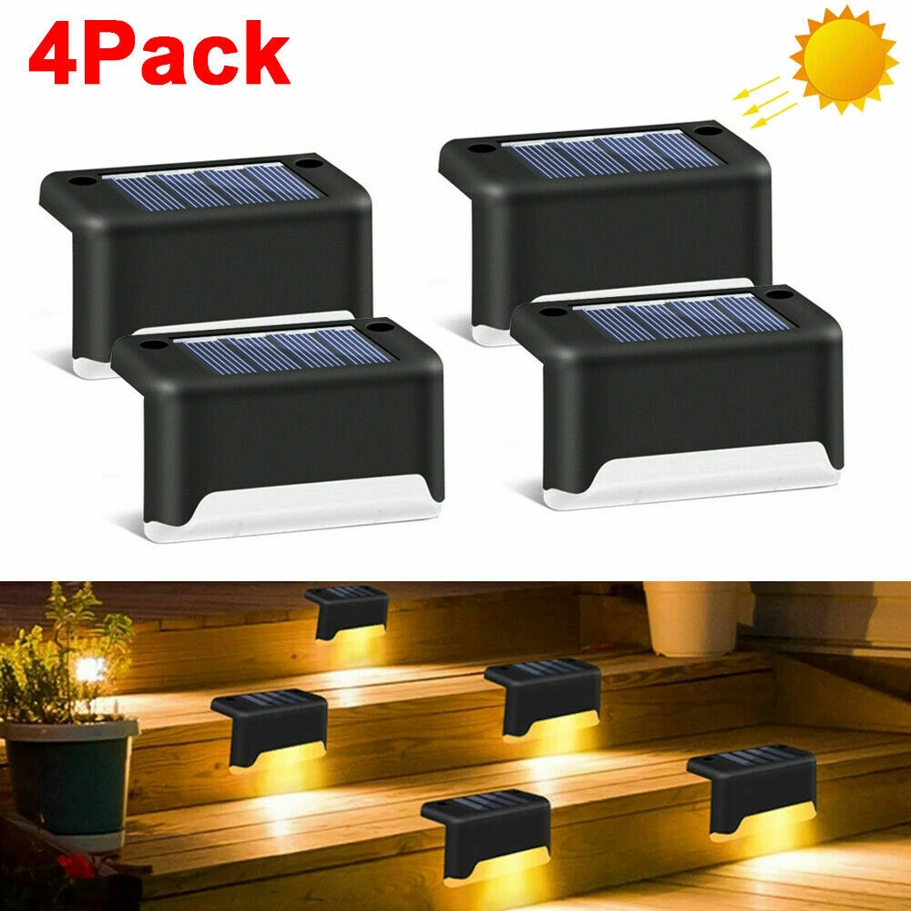 PURELY- 4 Solar Led Bright Deck Lights Outdoor Garden Patio Railing ...