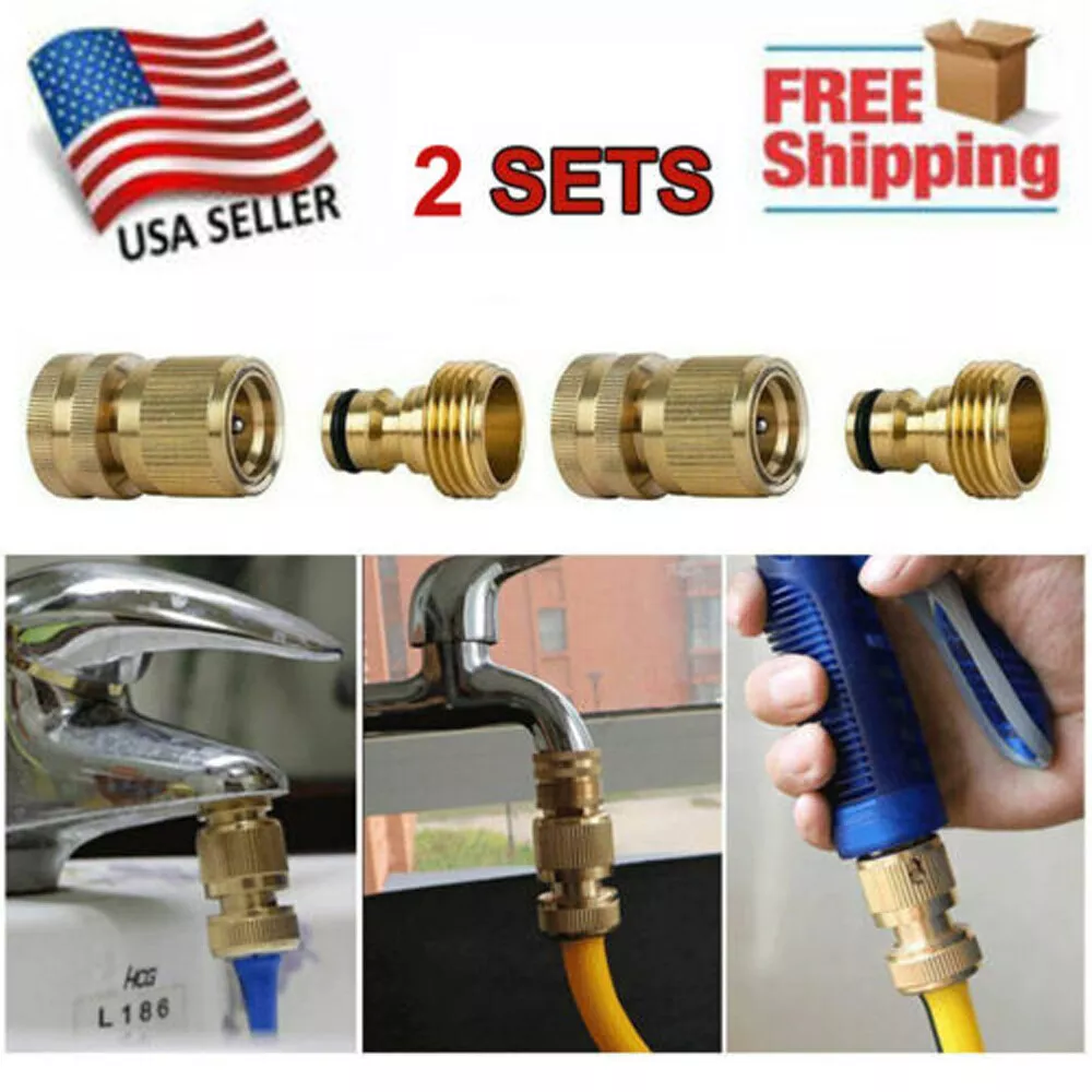 PURELY- 4Pcs 3/4" Garden Hose Quick Connect Water Solid Brass Female ...