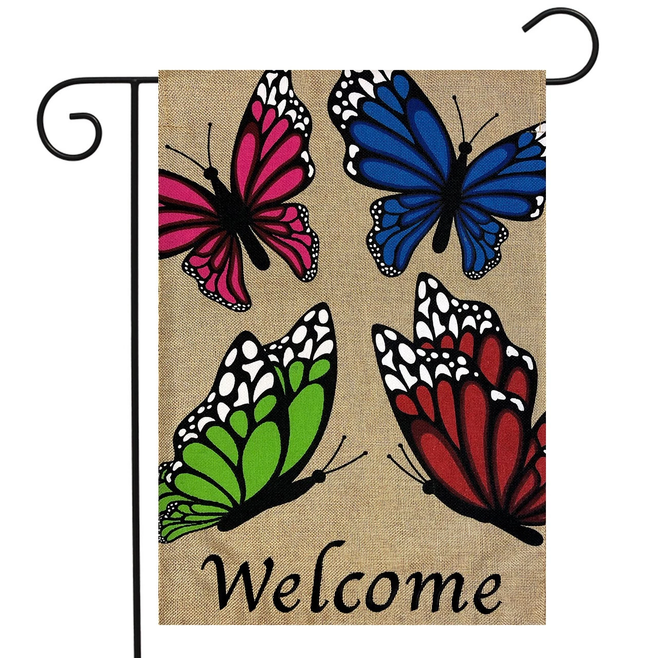 PURELY- Briarwood Lane Butterfly Welcome Spring Burlap Garden Flag ...