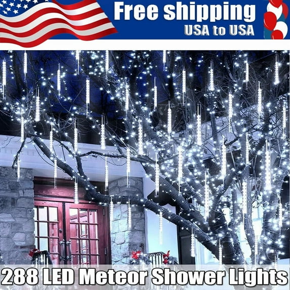 PURELY- Led Meteor Shower Light 8 Tube Outdoor Rain Tree String Light ...